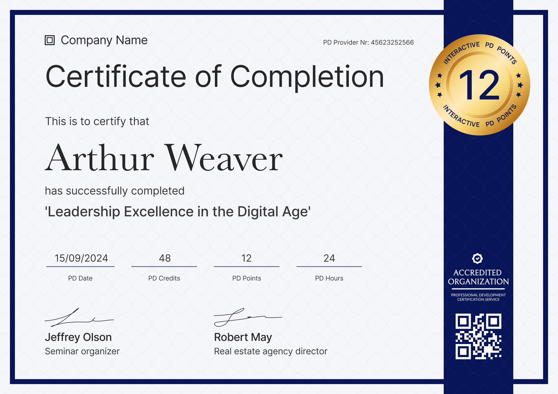 Modern and professional development certificate template