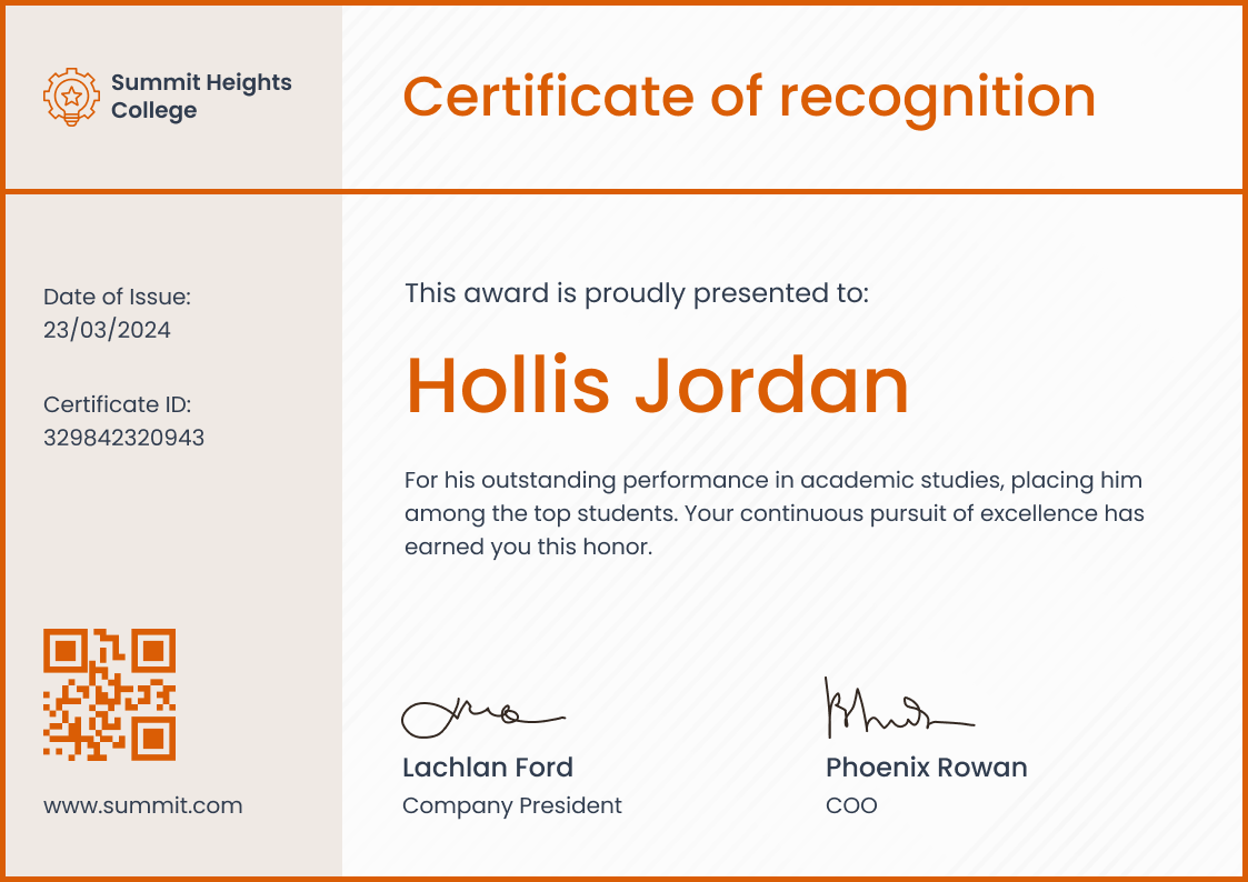 Expressive and modern academic award certificate template