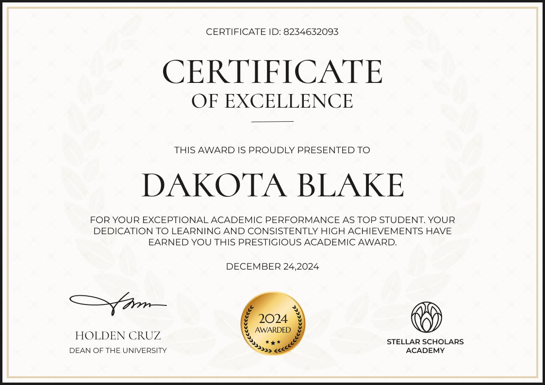 Clean and professional award certificate template