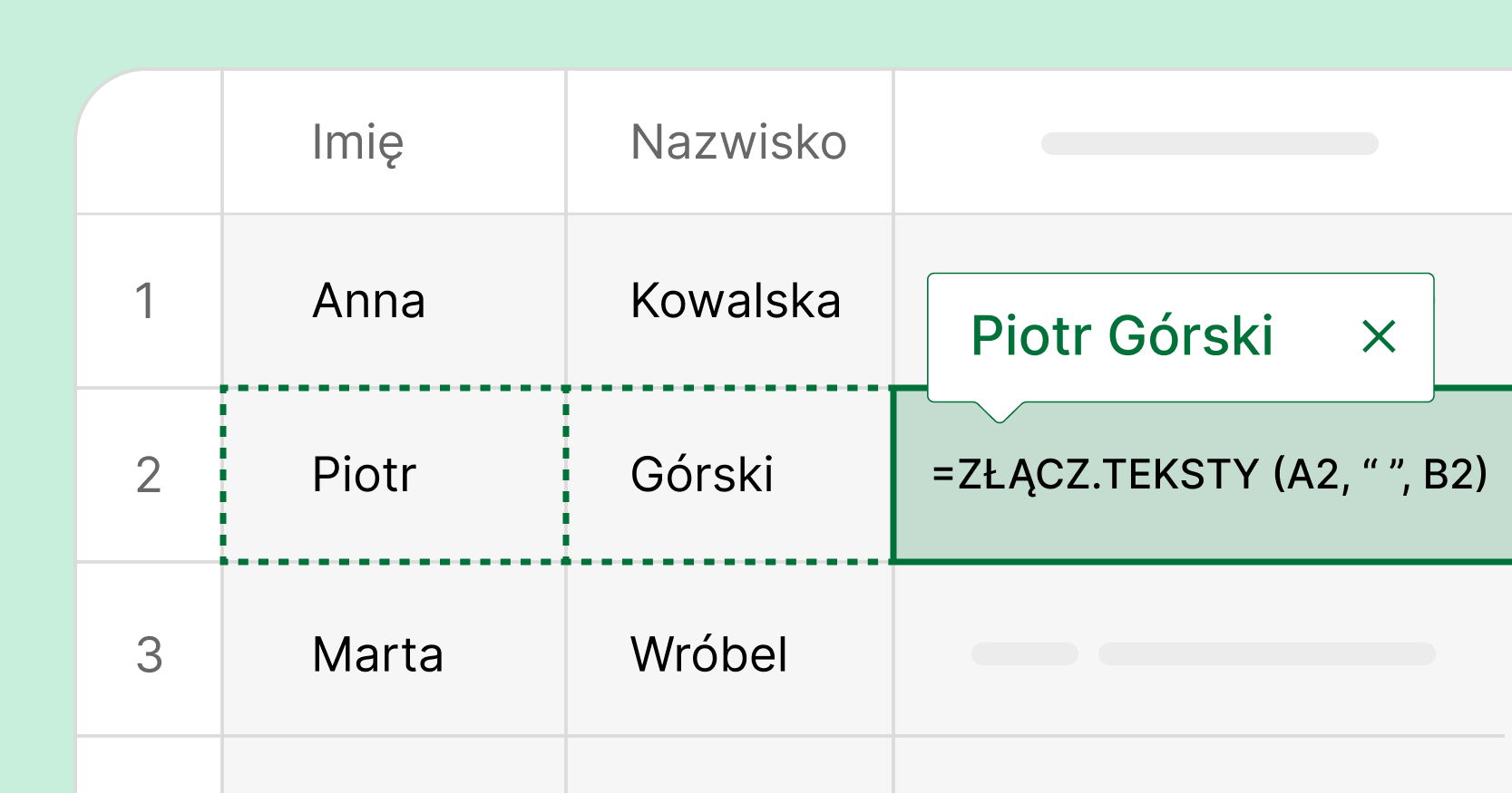 Jak połączyć imię i nazwisko w Excelu?