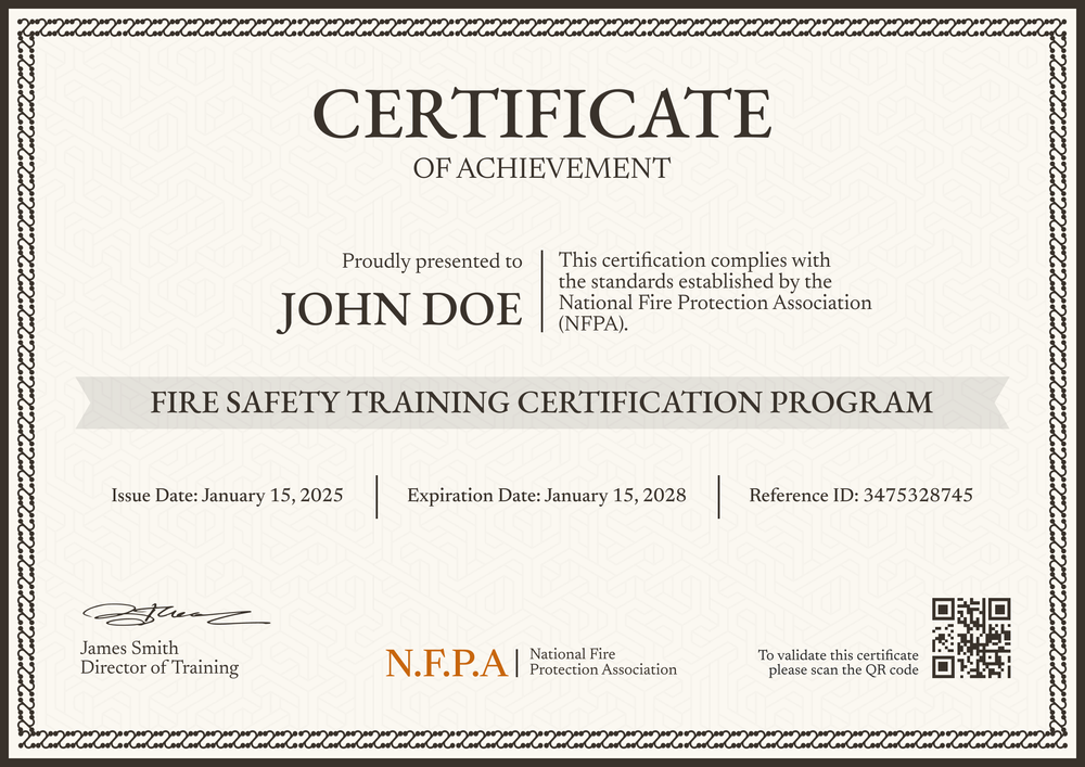 fire certificate template