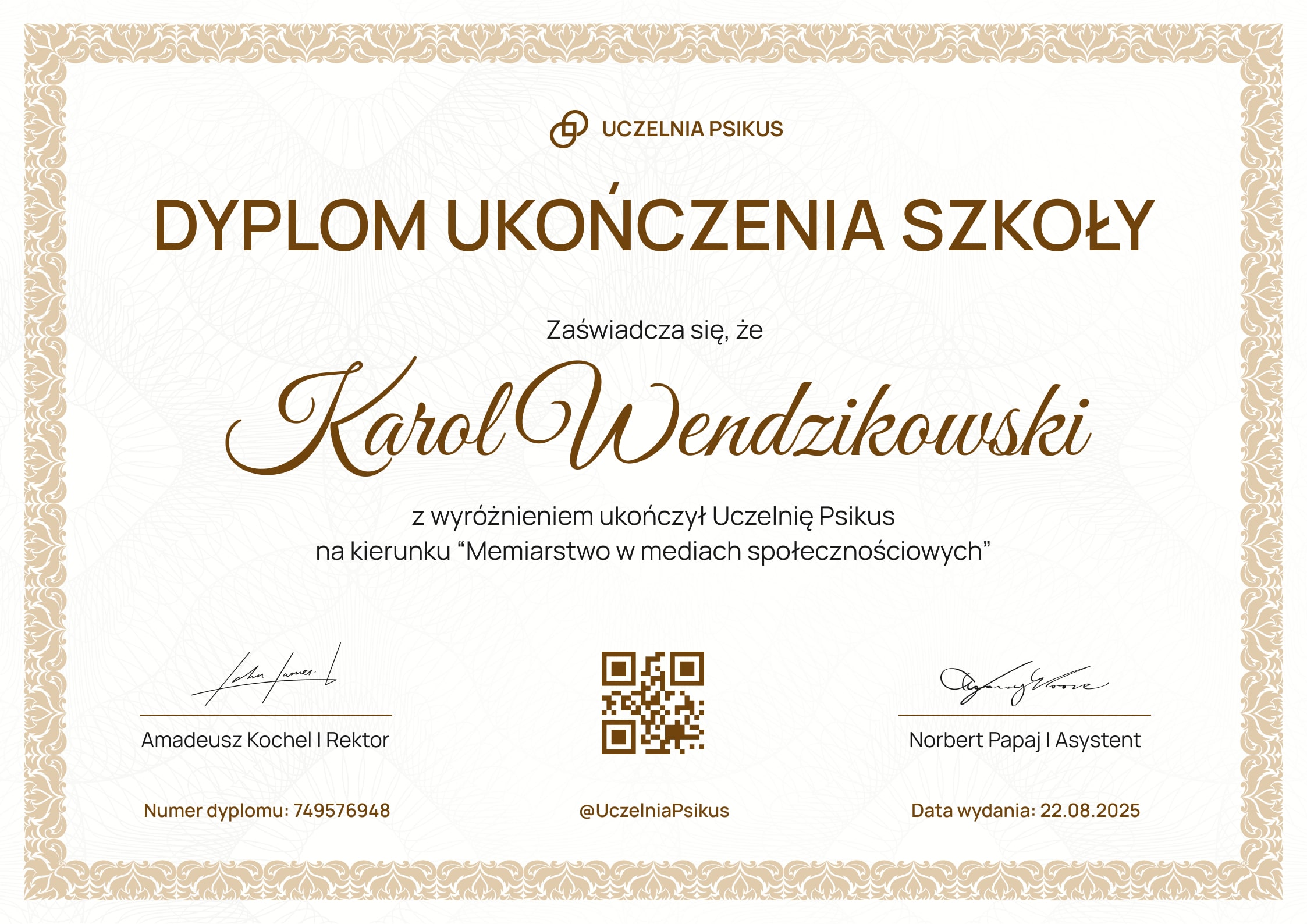 Błyszczący i formalny wzór dyplomu