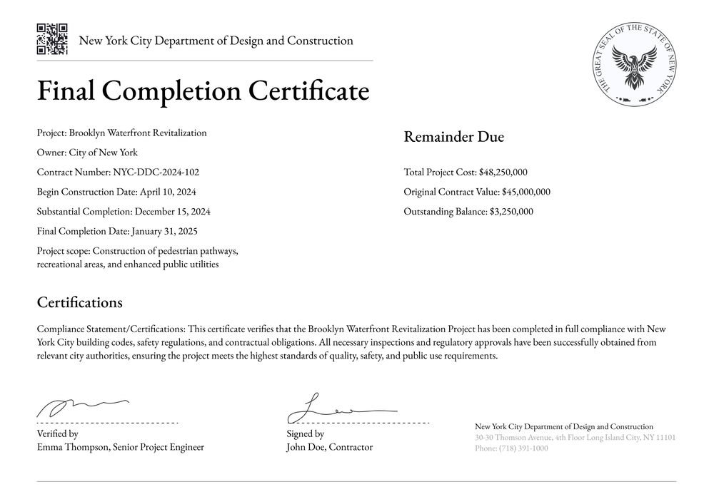 certificate project design template