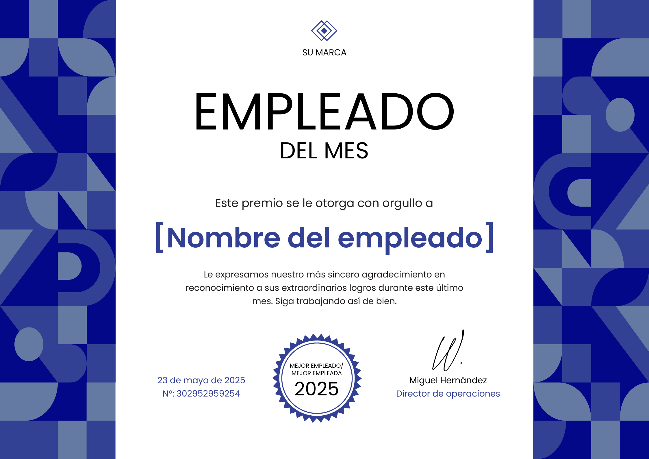 Empleado del mes plantilla simple y eficiente