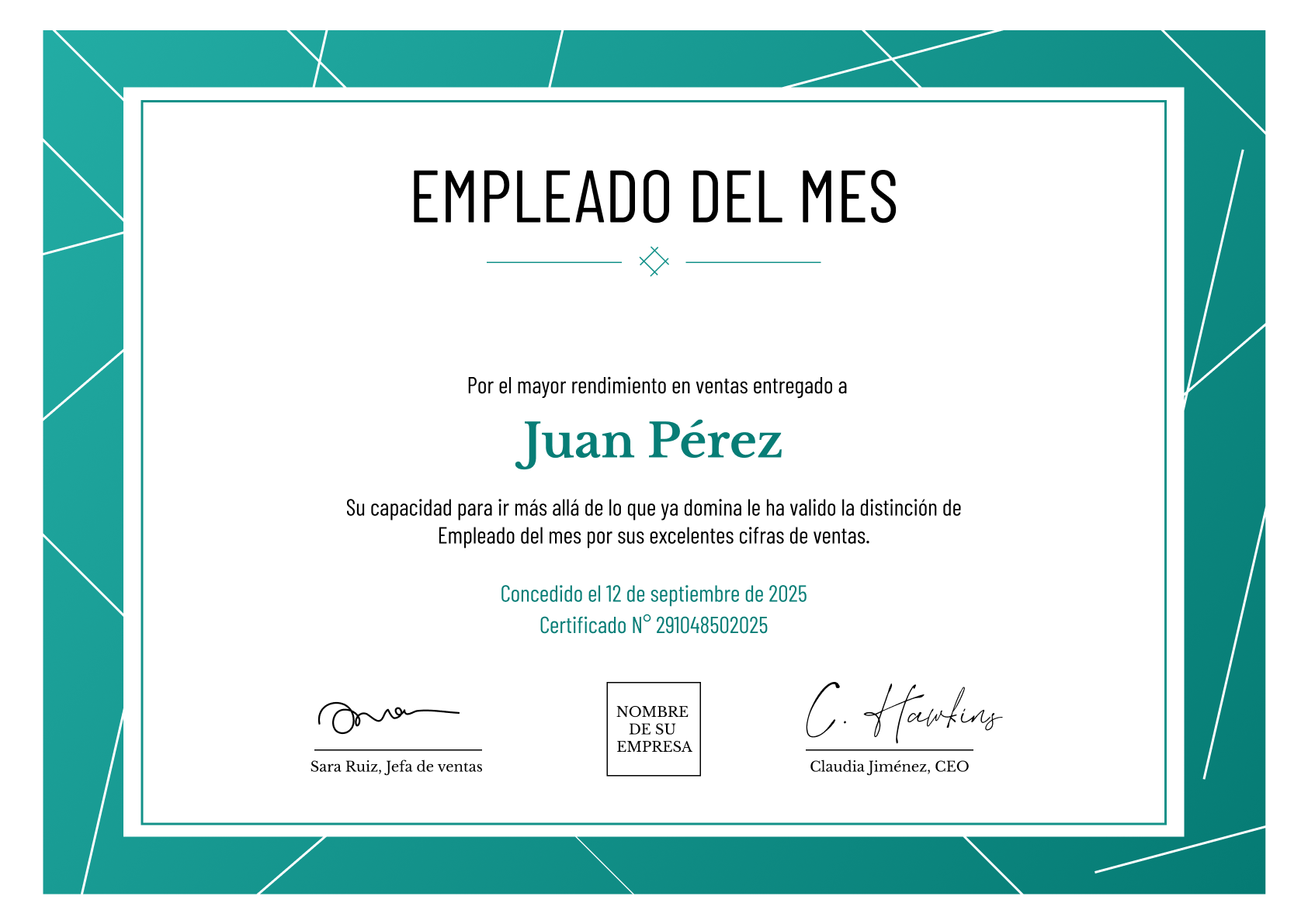 Diploma De Empleado Del Año