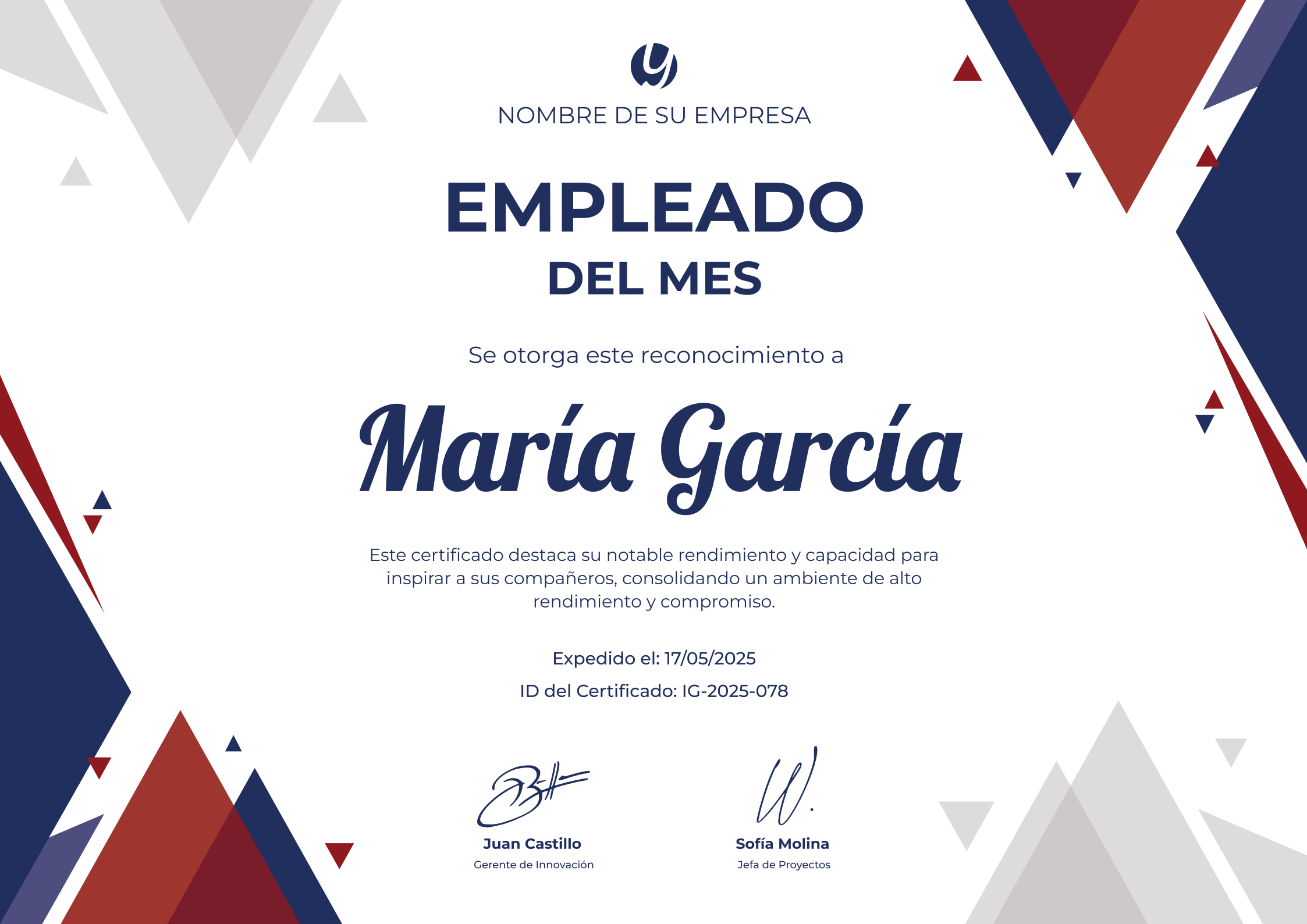 Empleado del mes plantilla profesional y refinada