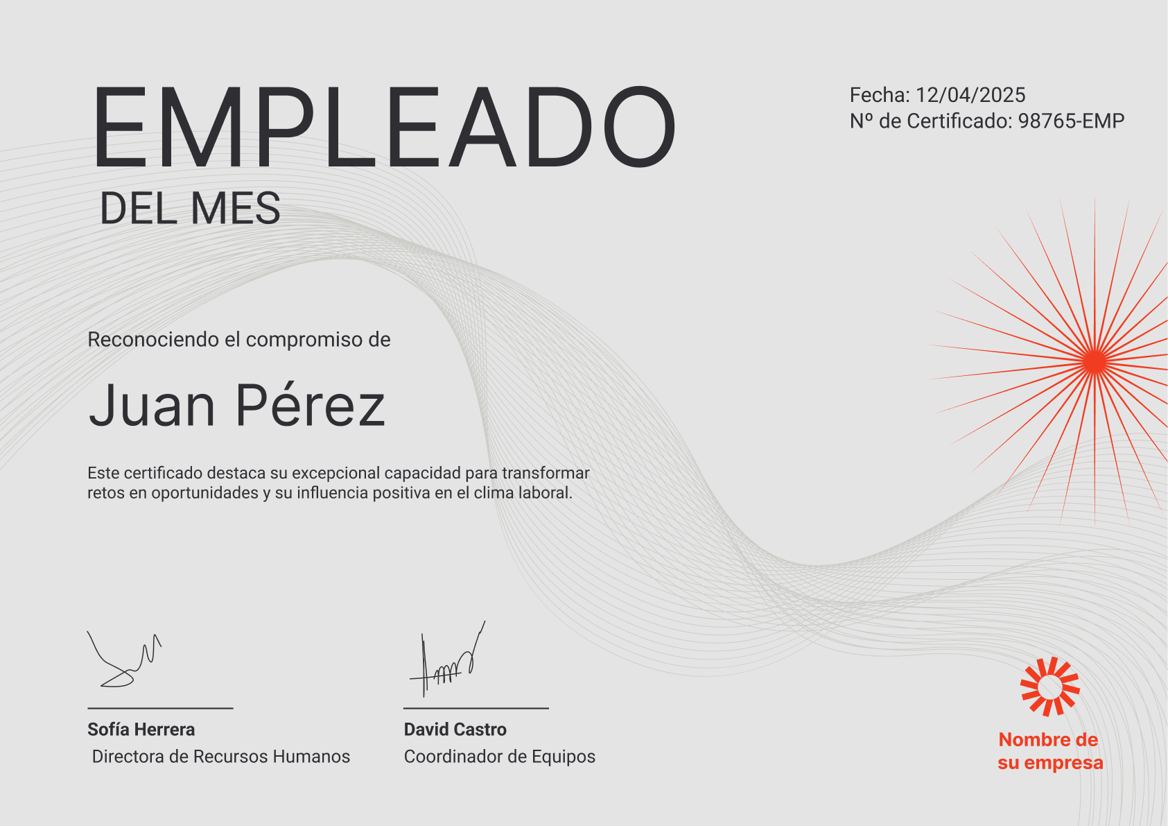 Empleado del mes plantilla profesional y elegante
