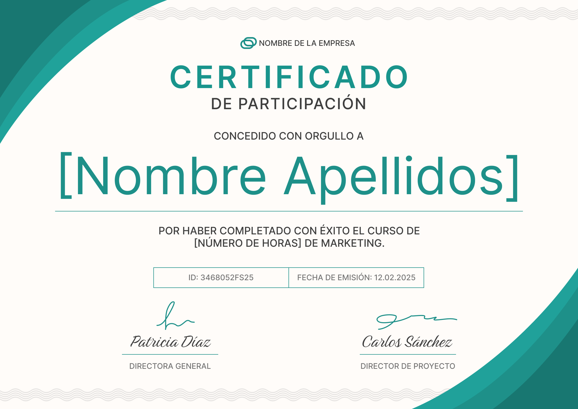 Plantilla de certificado de participación simple y universal