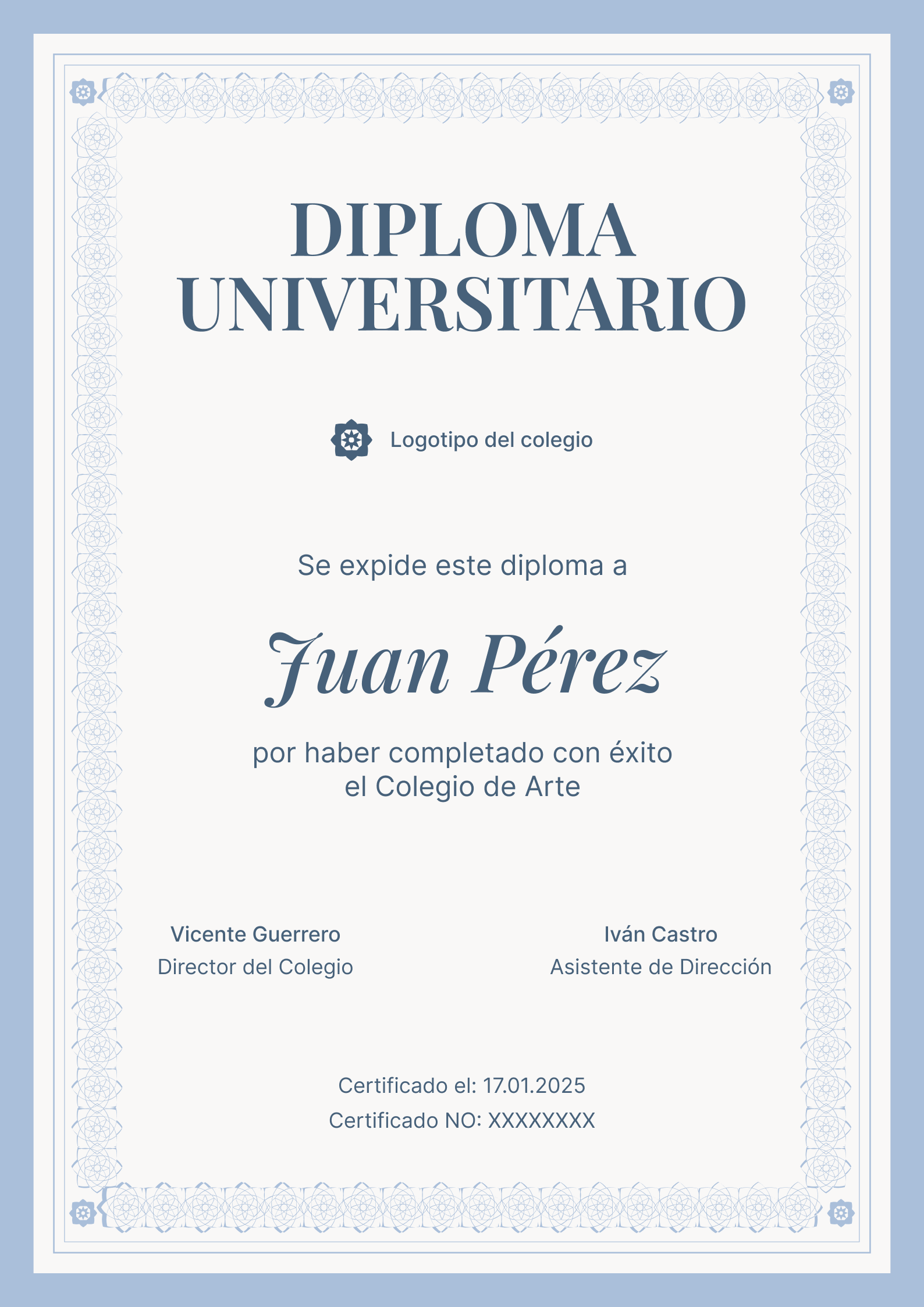 Plantilla Imprimible De Diploma De Escuela Secundaria Certificado De