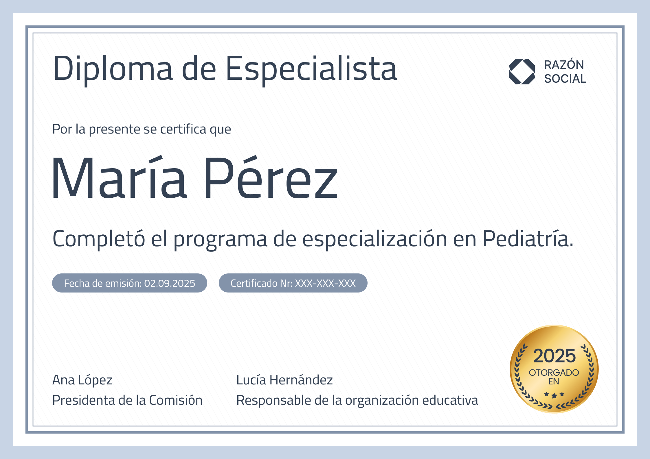 Plantilla diploma profesional y sencilla