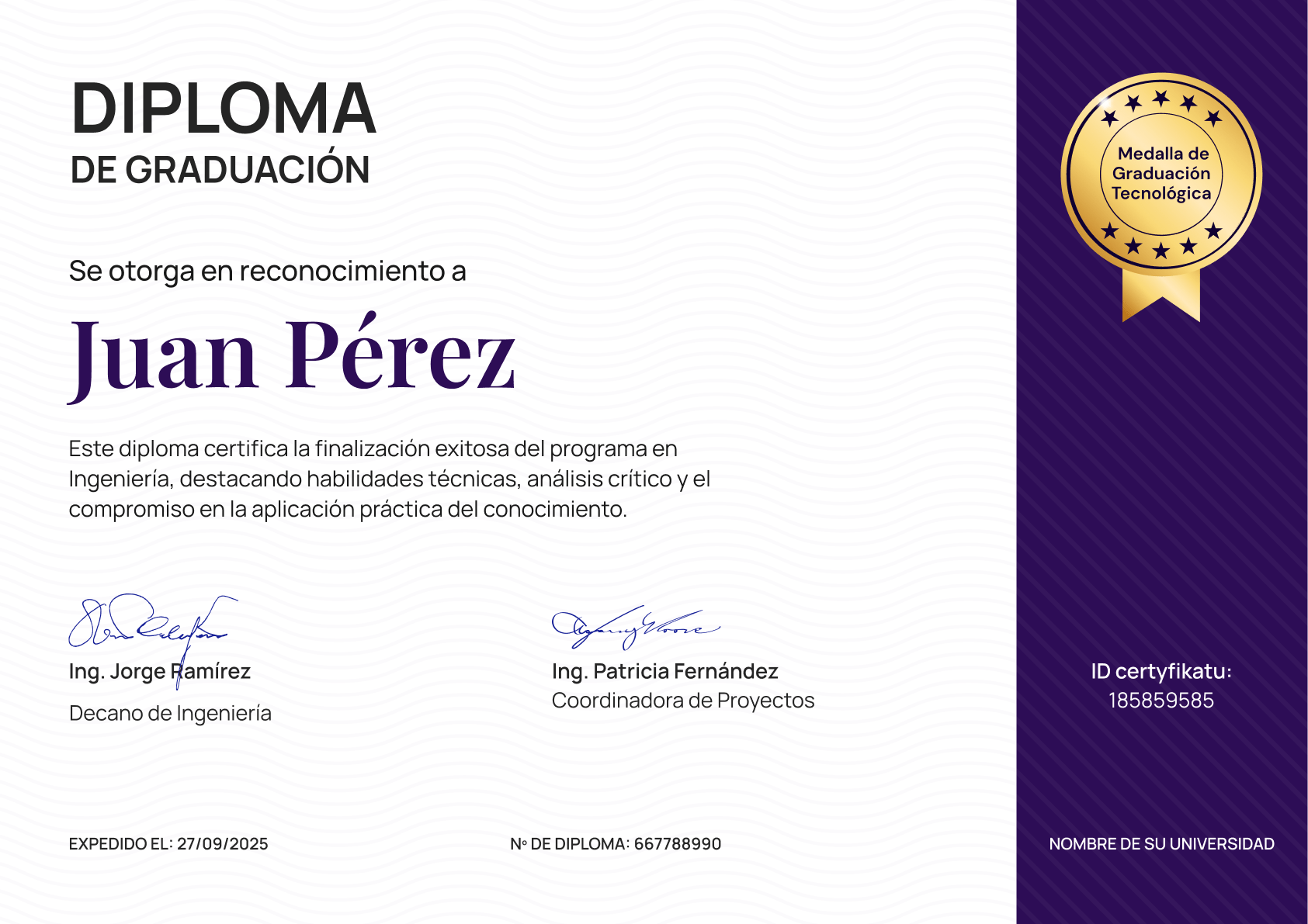 Diploma Universitario Imprimible