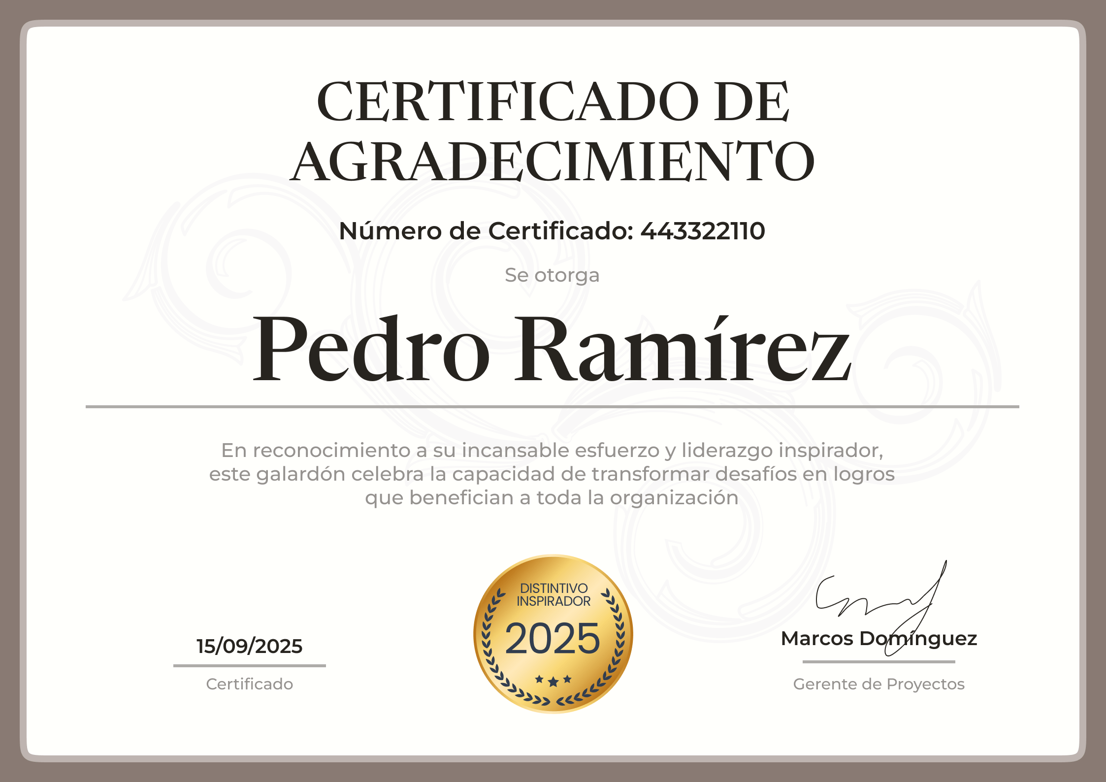 Certificado de agradecimiento para voluntariado