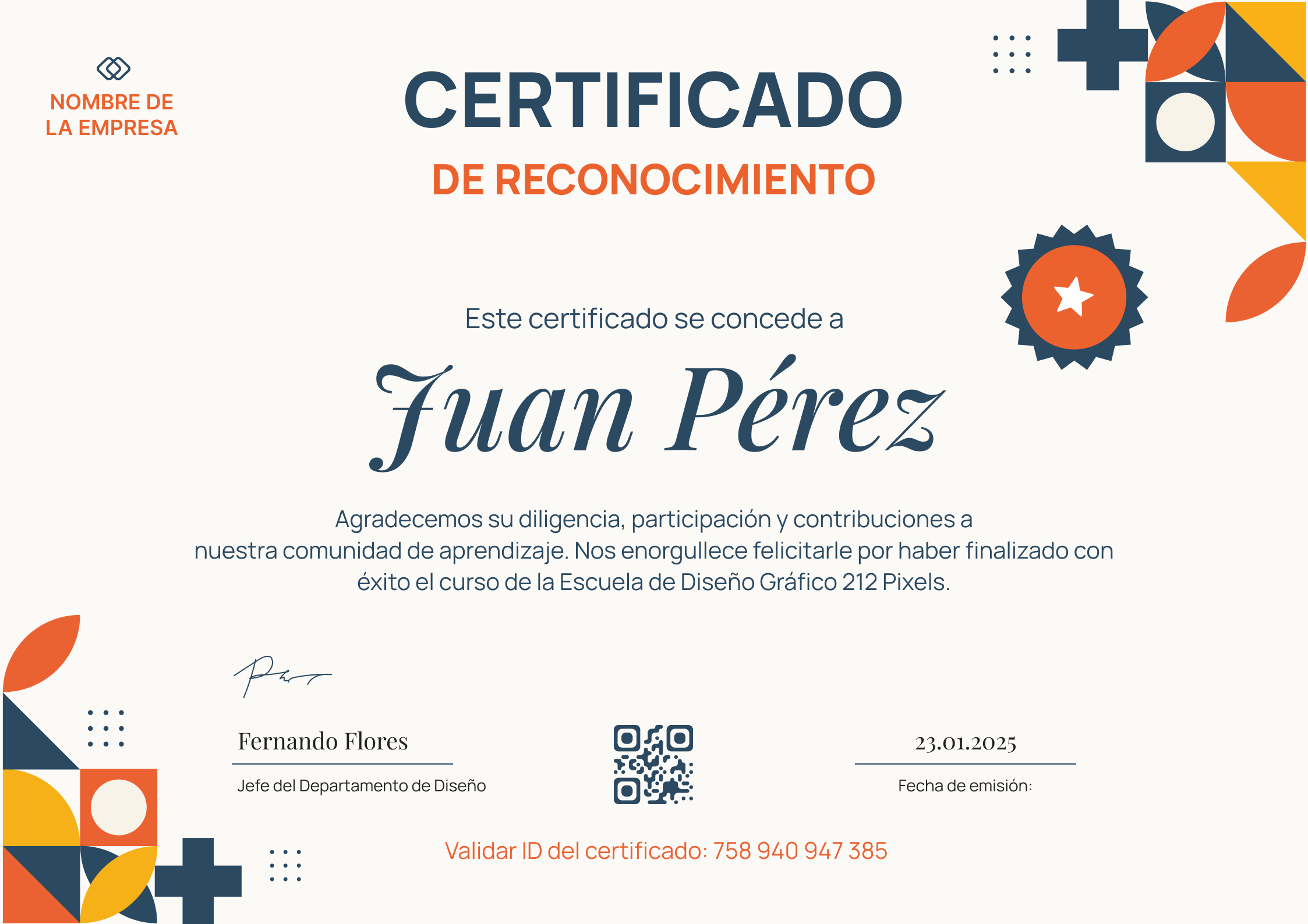 Plantilla de reconocimientos moderna y elegante