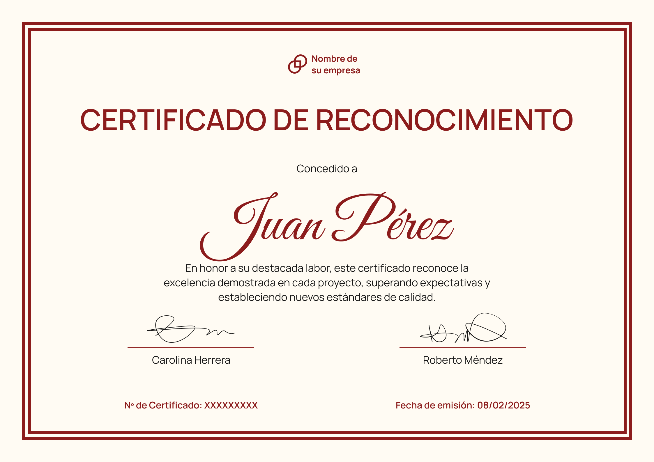 Plantilla De Certificado De Reconocimiento