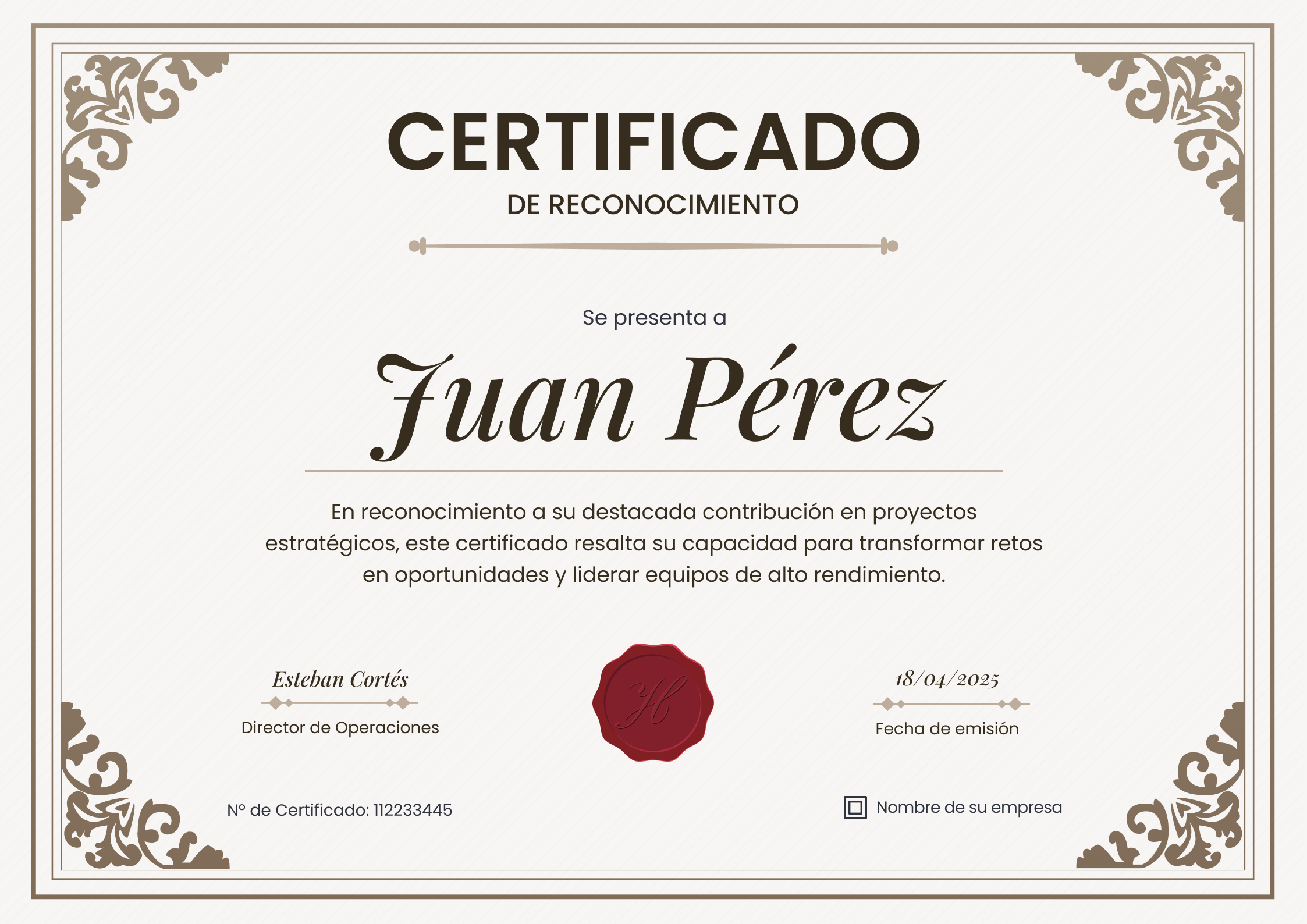 Plantilla De Certificado De Reconocimiento