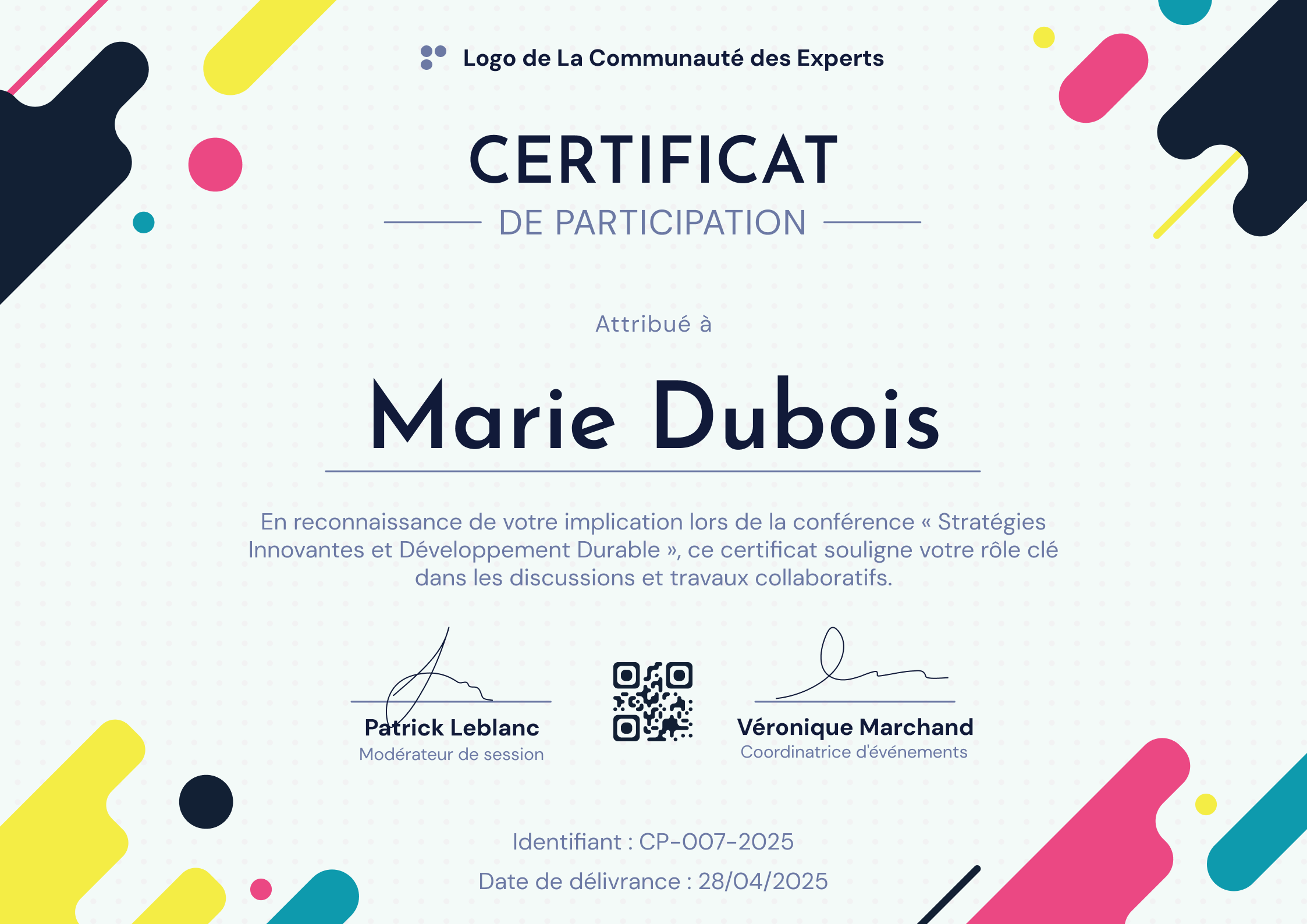 Mod le De Certificat De Participation Moderne Et Cr atif Mod le De Certificat De Participation Moderne Et Cr atif