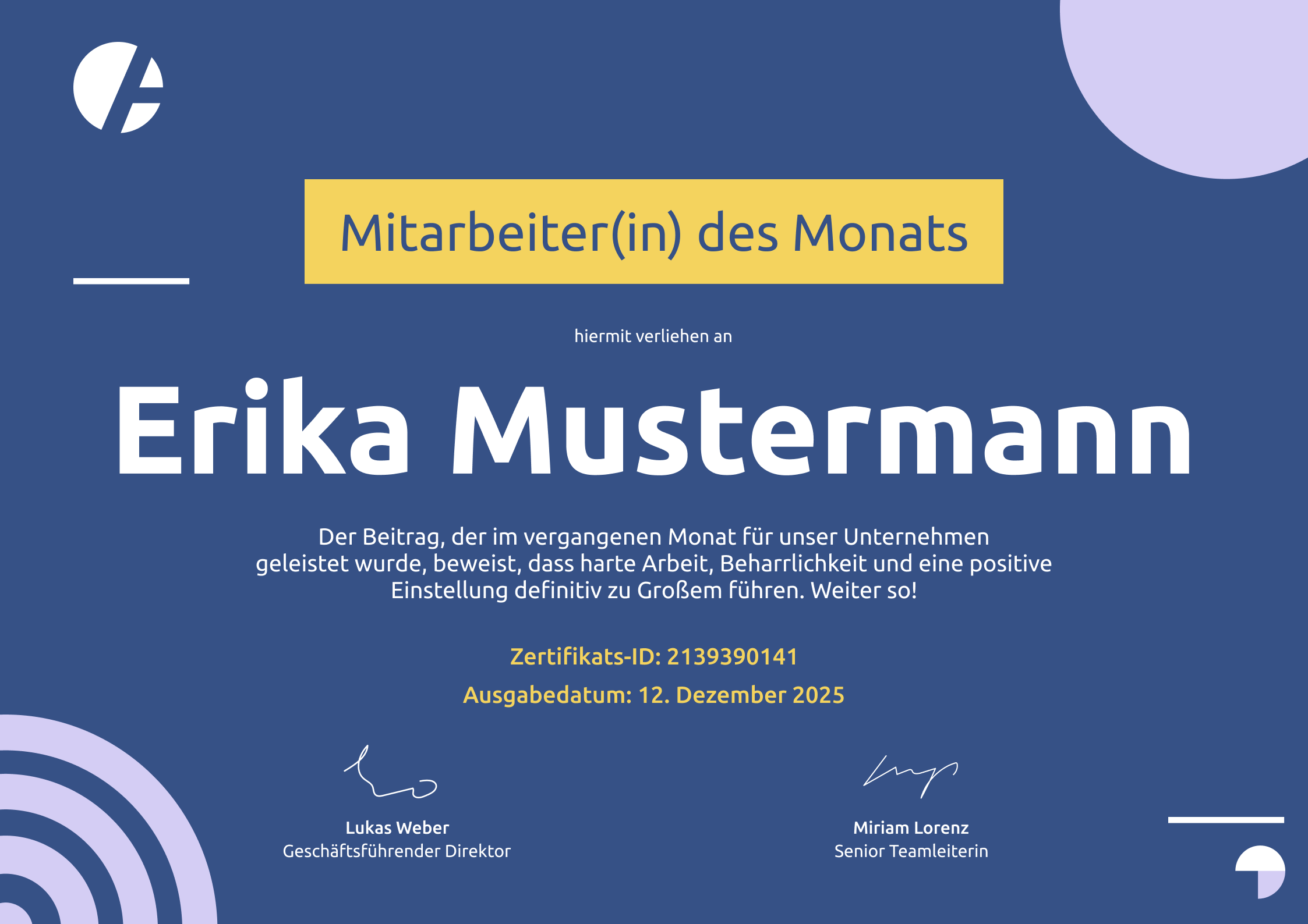 Moderne schlichte Mitarbeiter des Monats Vorlage