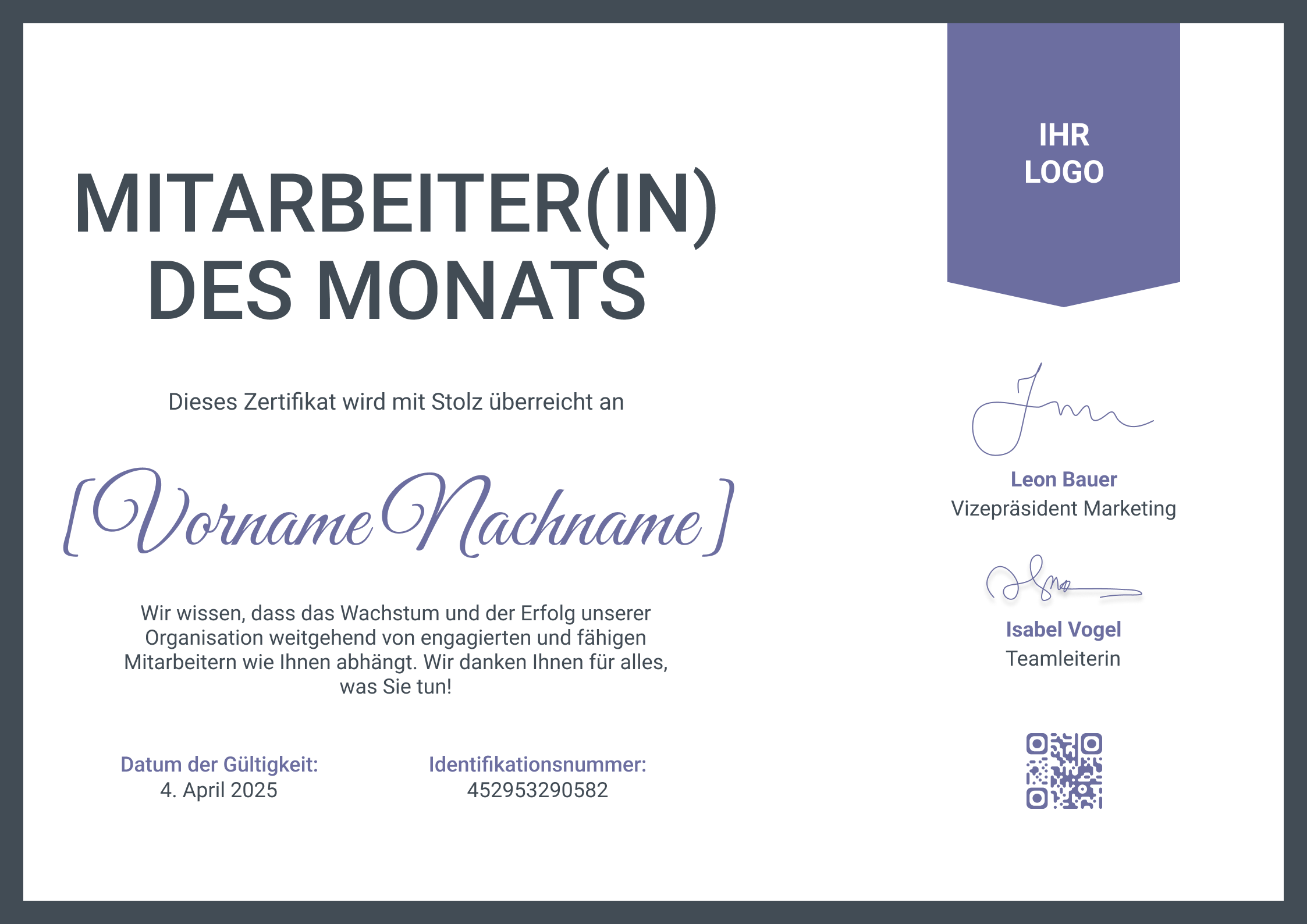 Einfache schlichte Mitarbeiter des Monats Vorlage
