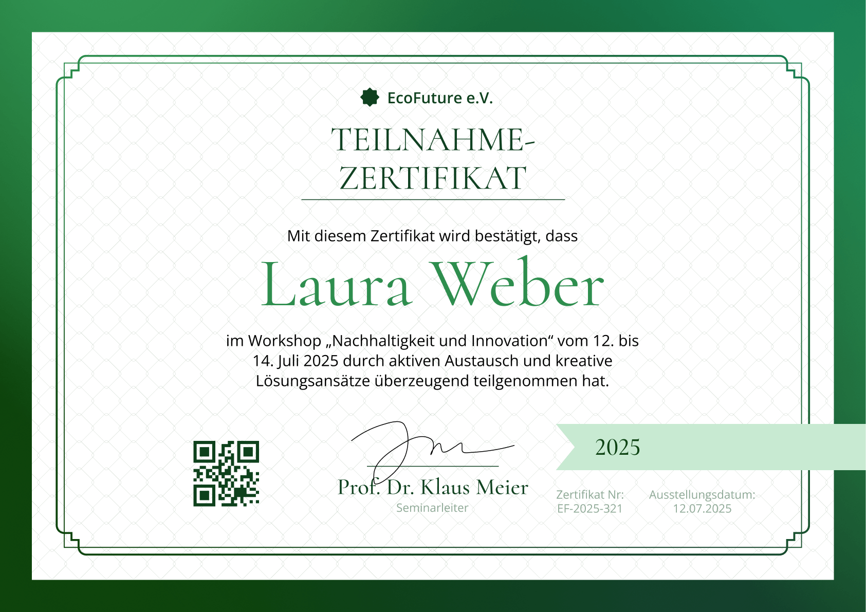 Moderne geschäftliche Teilnahmebescheinigung Vorlage