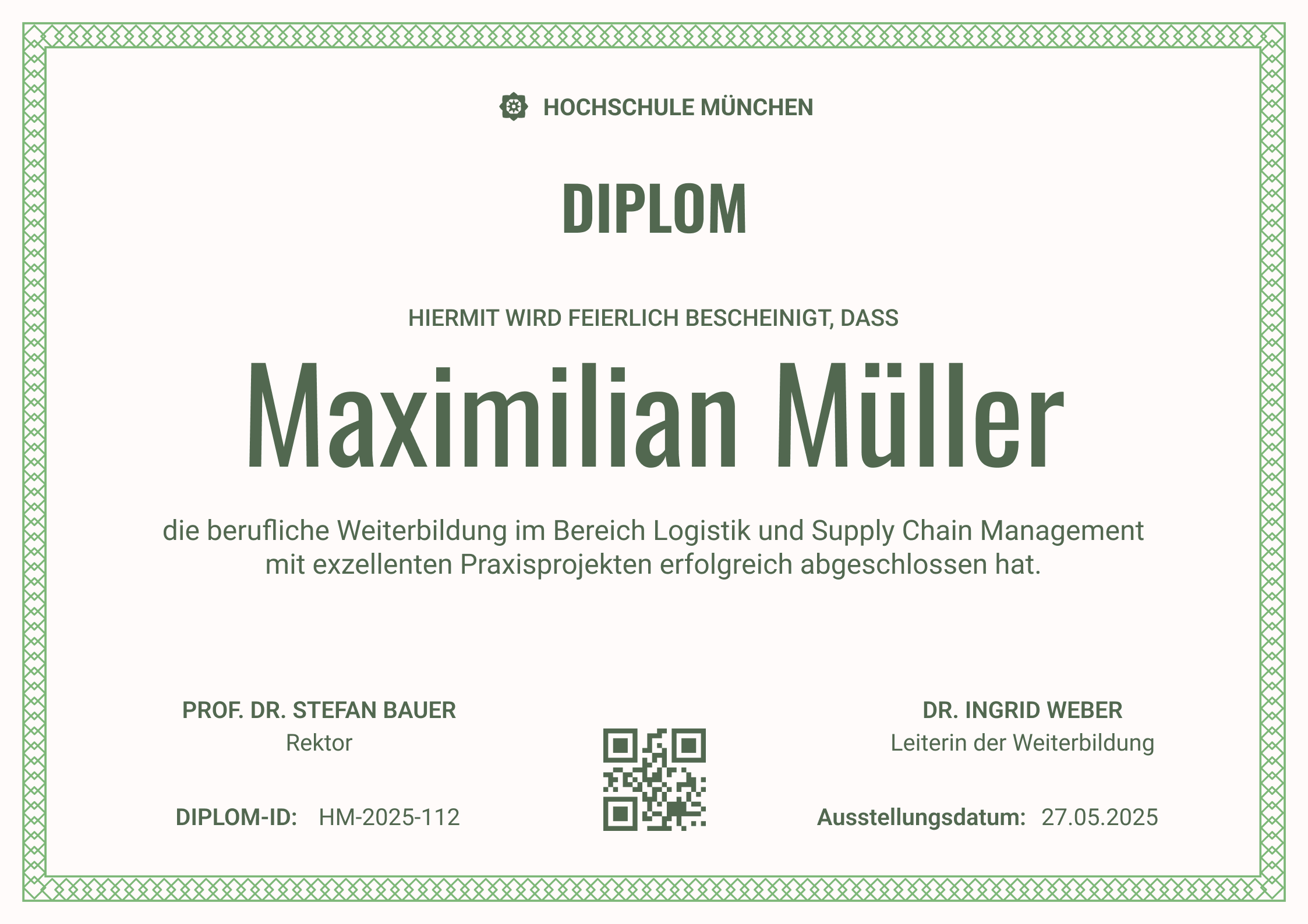 Formelle eingerahmte Diplom Vorlage