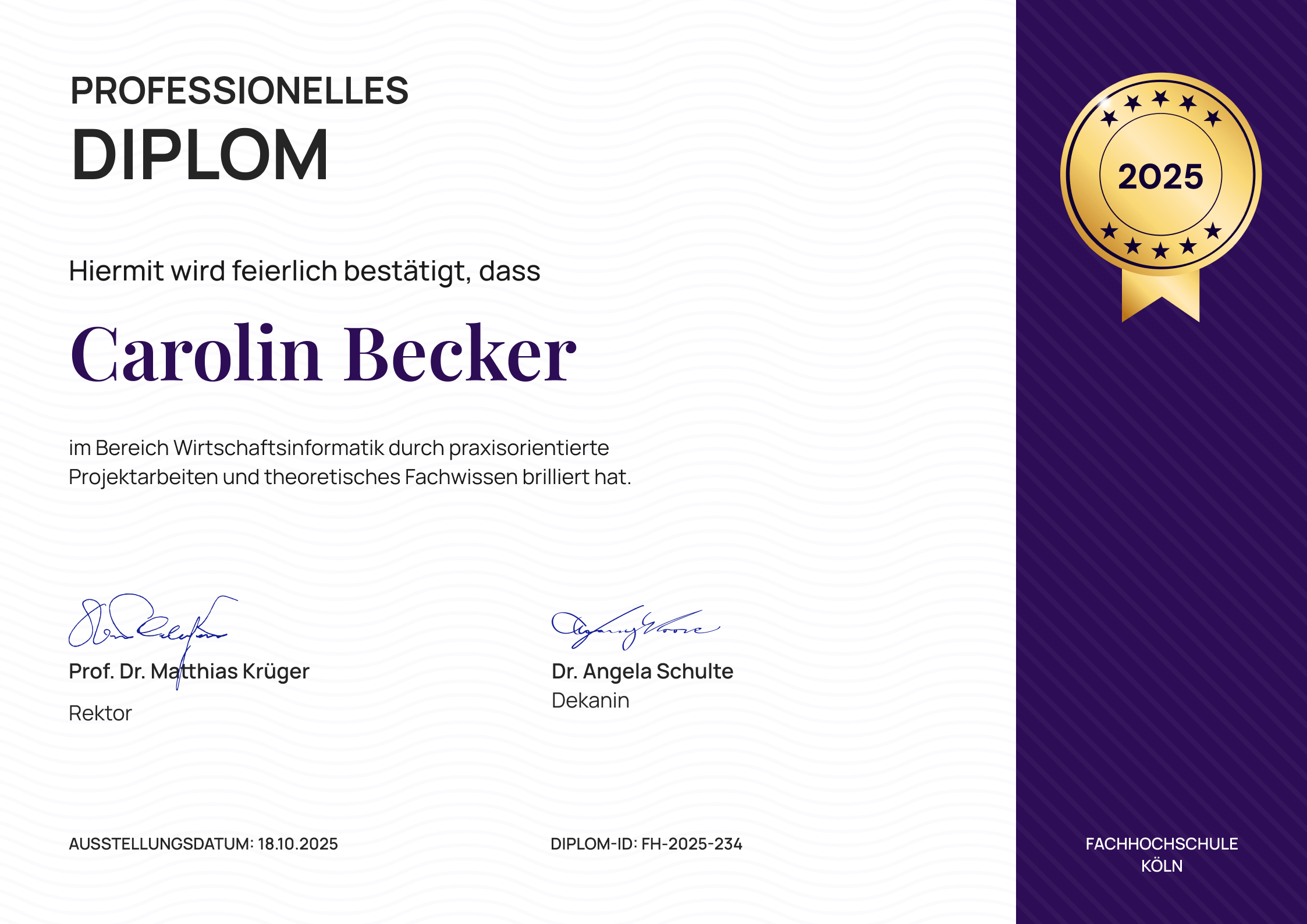 Professionelle strukturierte Diplom Vorlage
