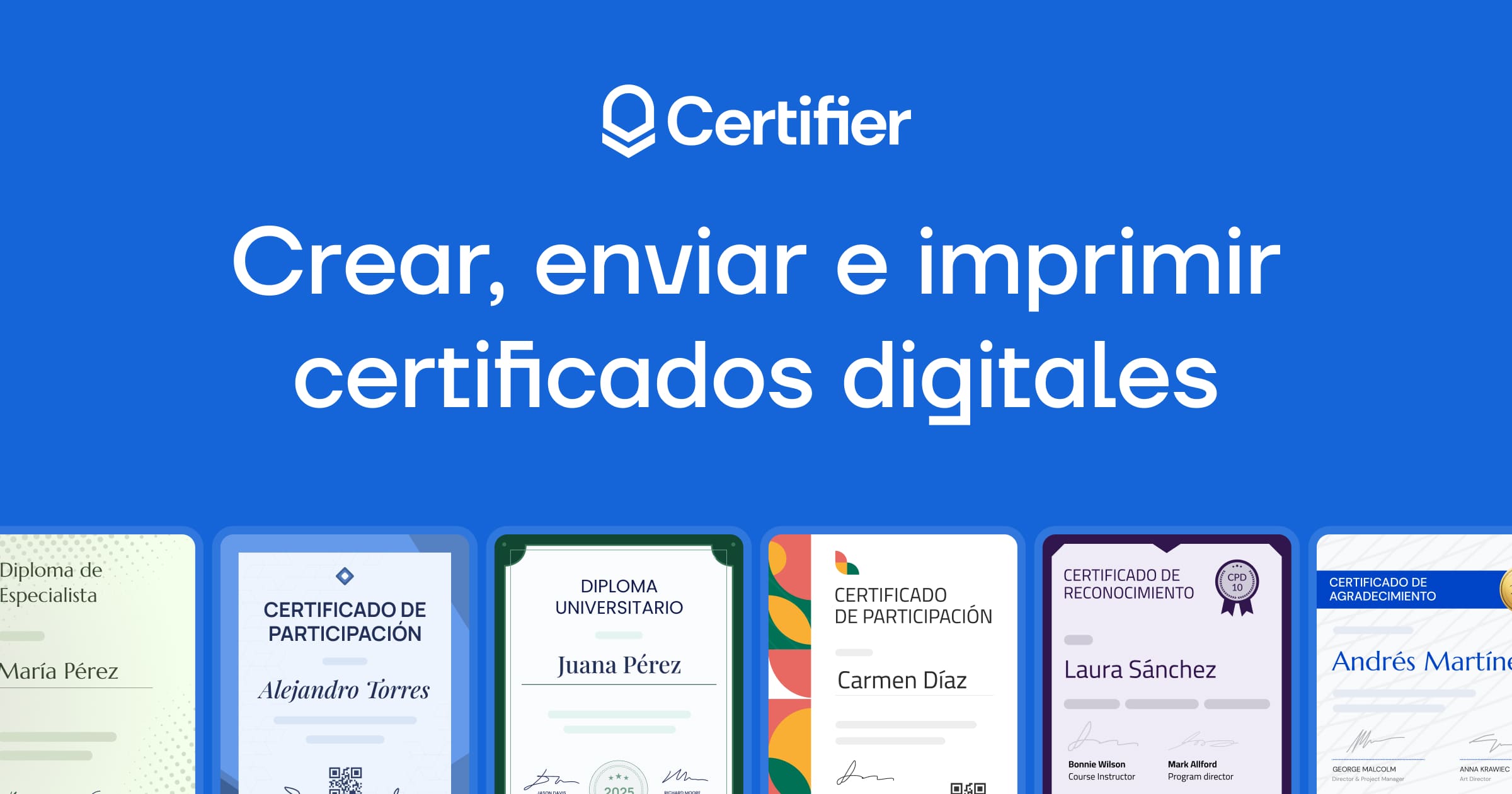 Generador de certificados y diplomas - Crear y enviar diplomas