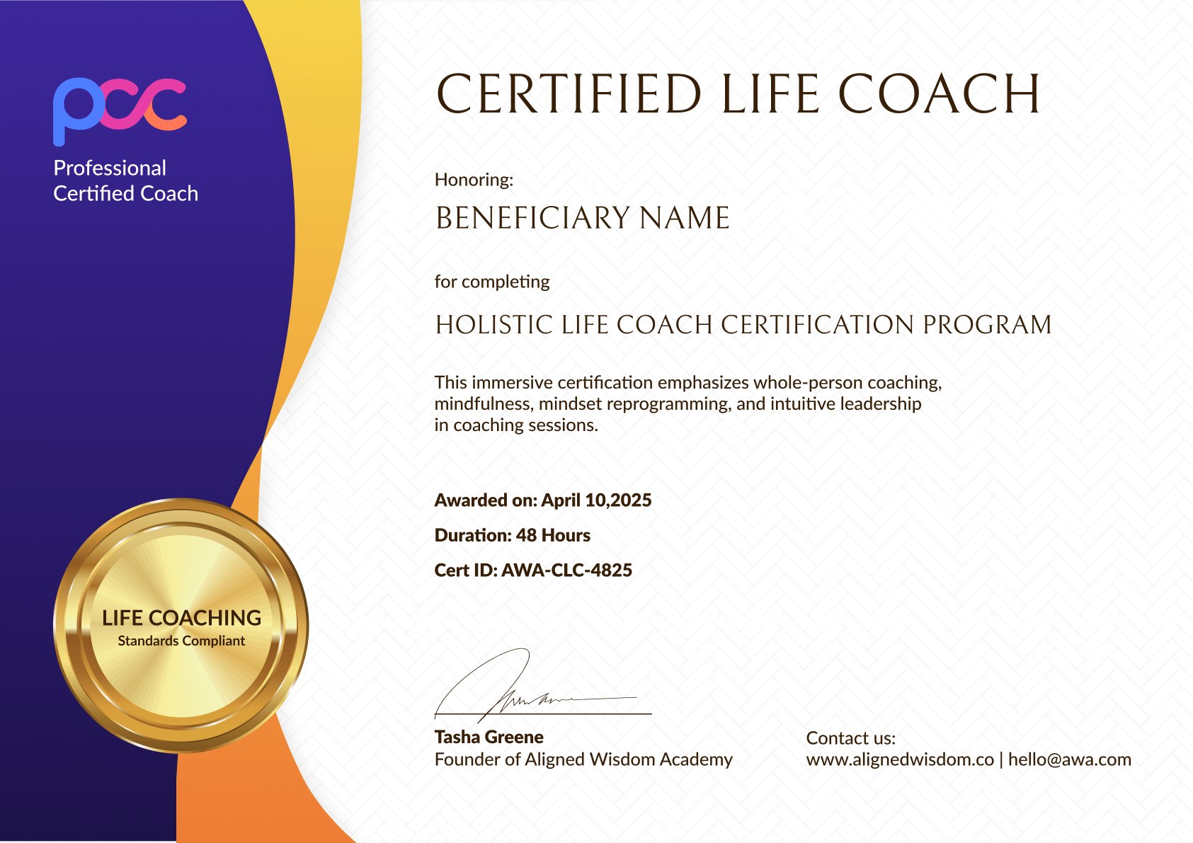 Coach Certificates