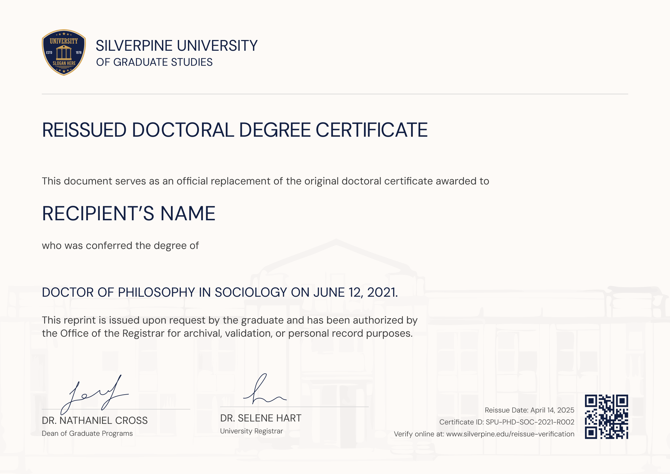 Professional and clean PhD certificate template