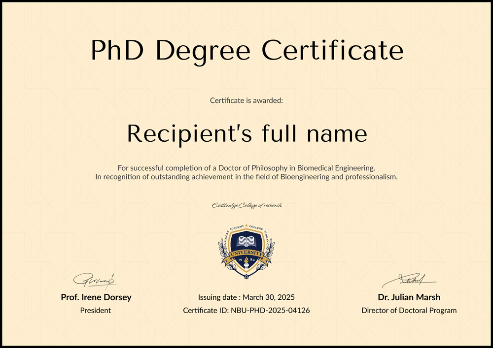 Doctor Degree Certificate PhD Certificate | PDF