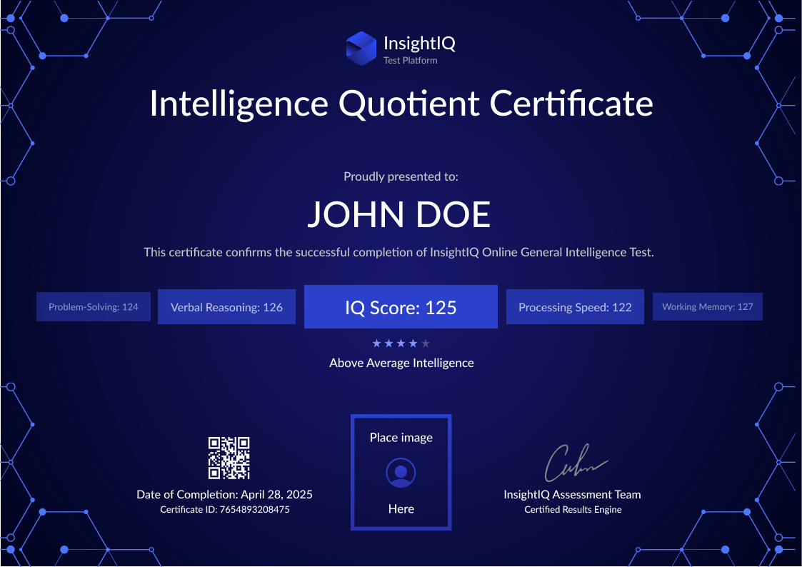 Modern and bold IQ certificate template