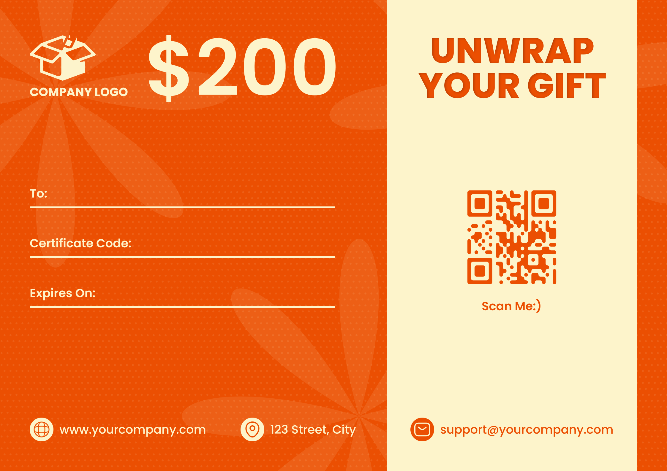 Simple and bold gift certificate template