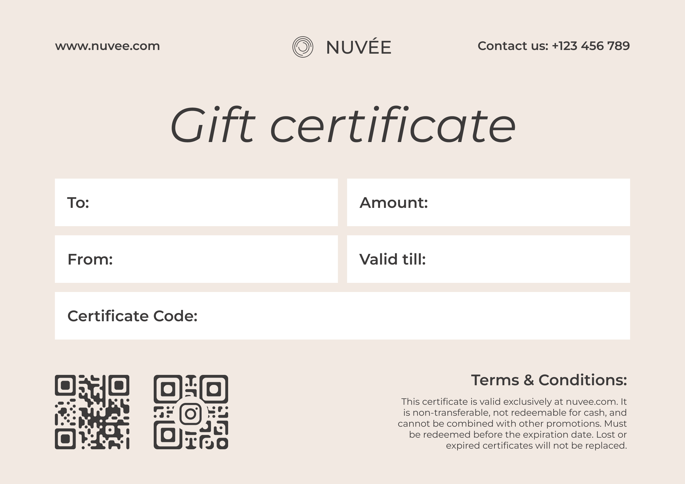 Gentle and simple gift certificate template