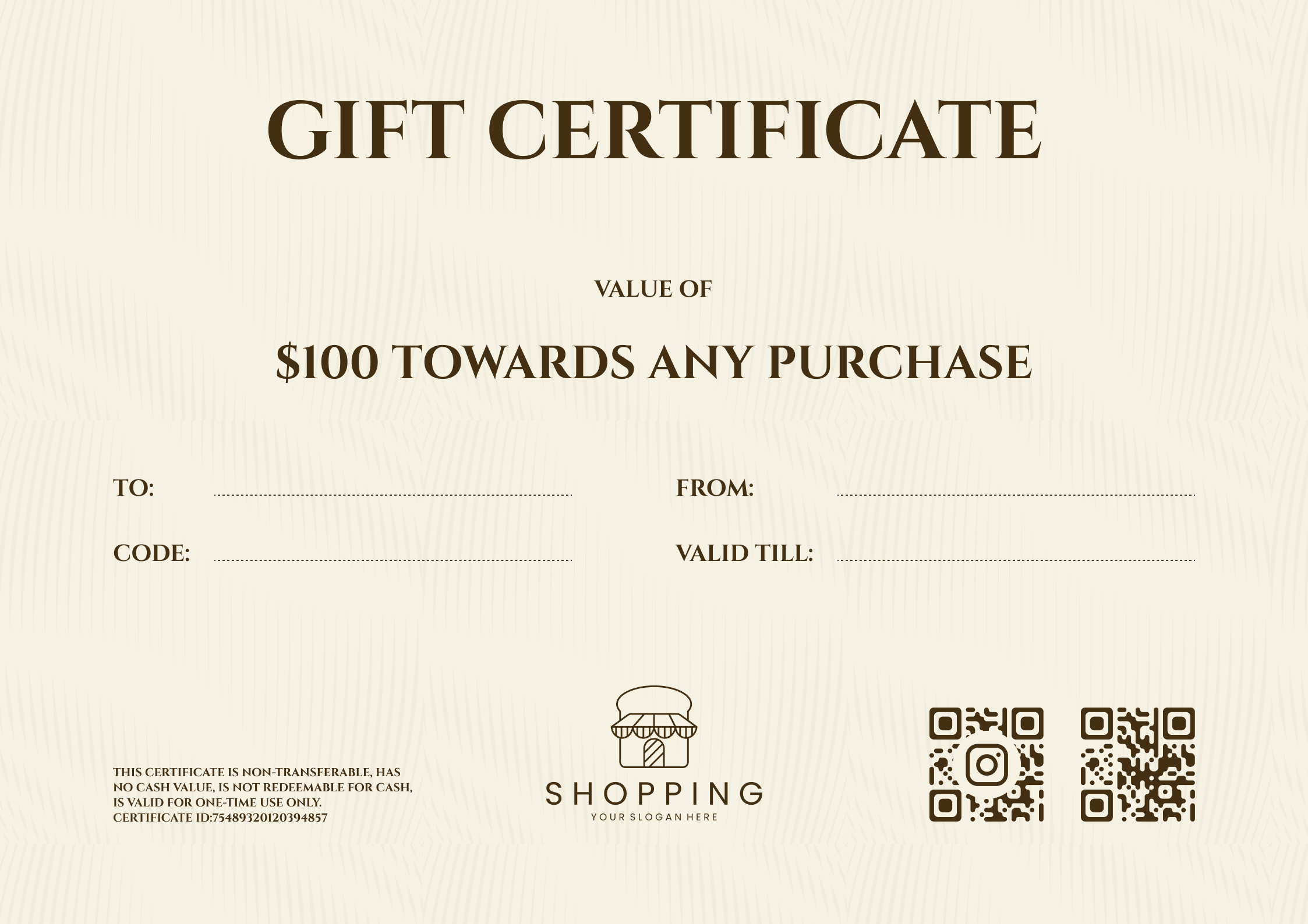 Basic and simple gift certificate template