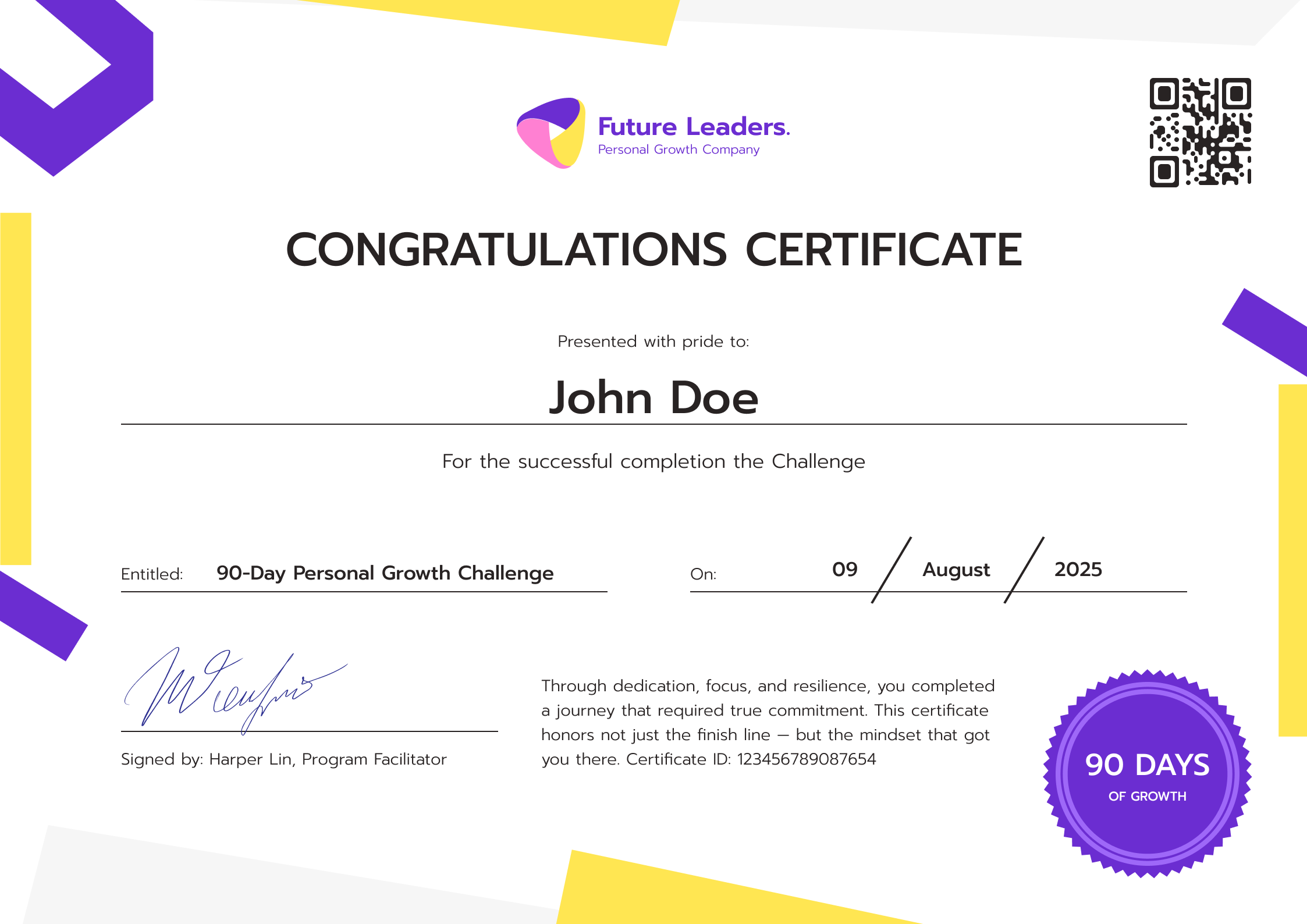 Modern and dynamic congratulations certificate template
