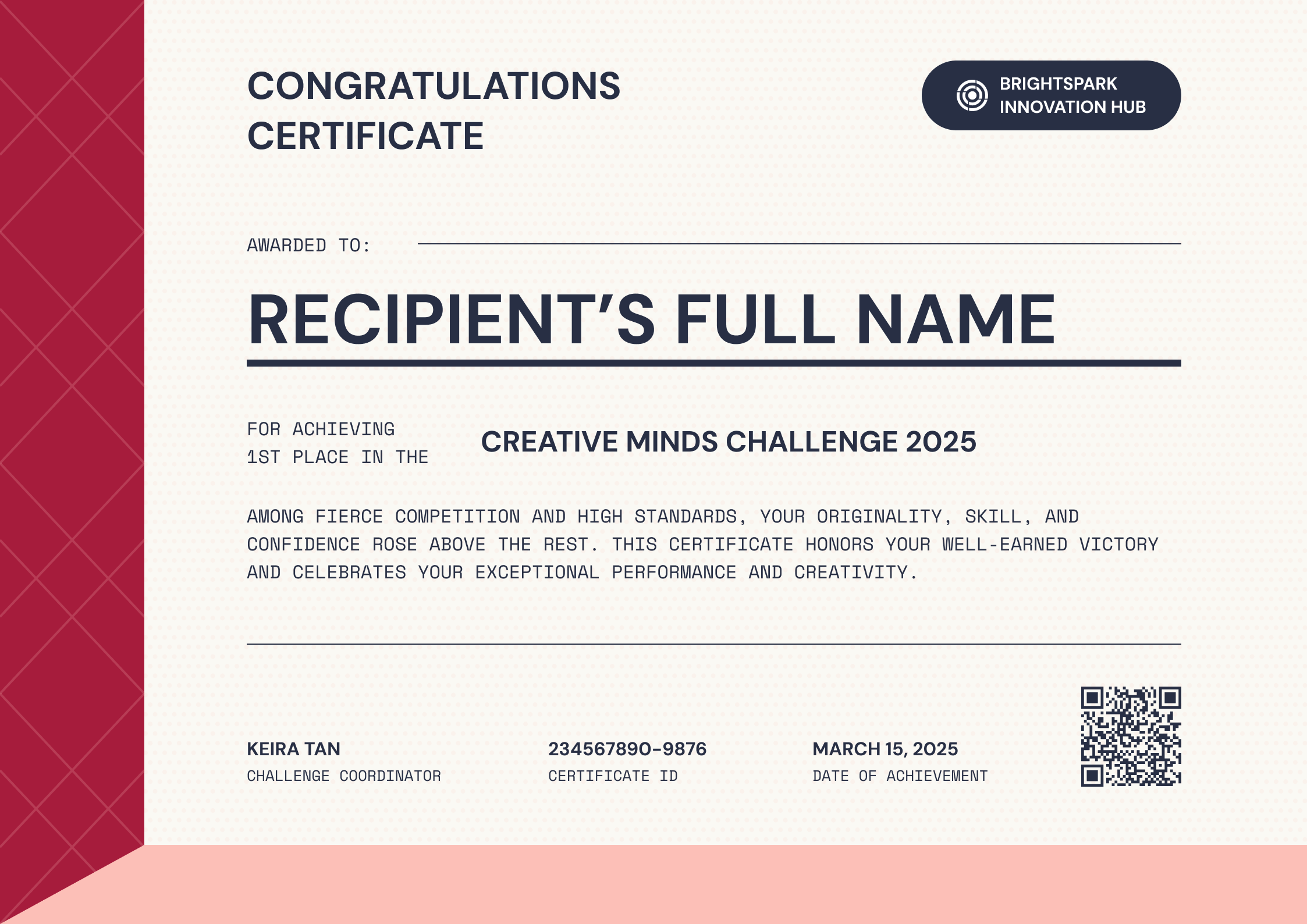 Modern and imaginative congratulations certificate template