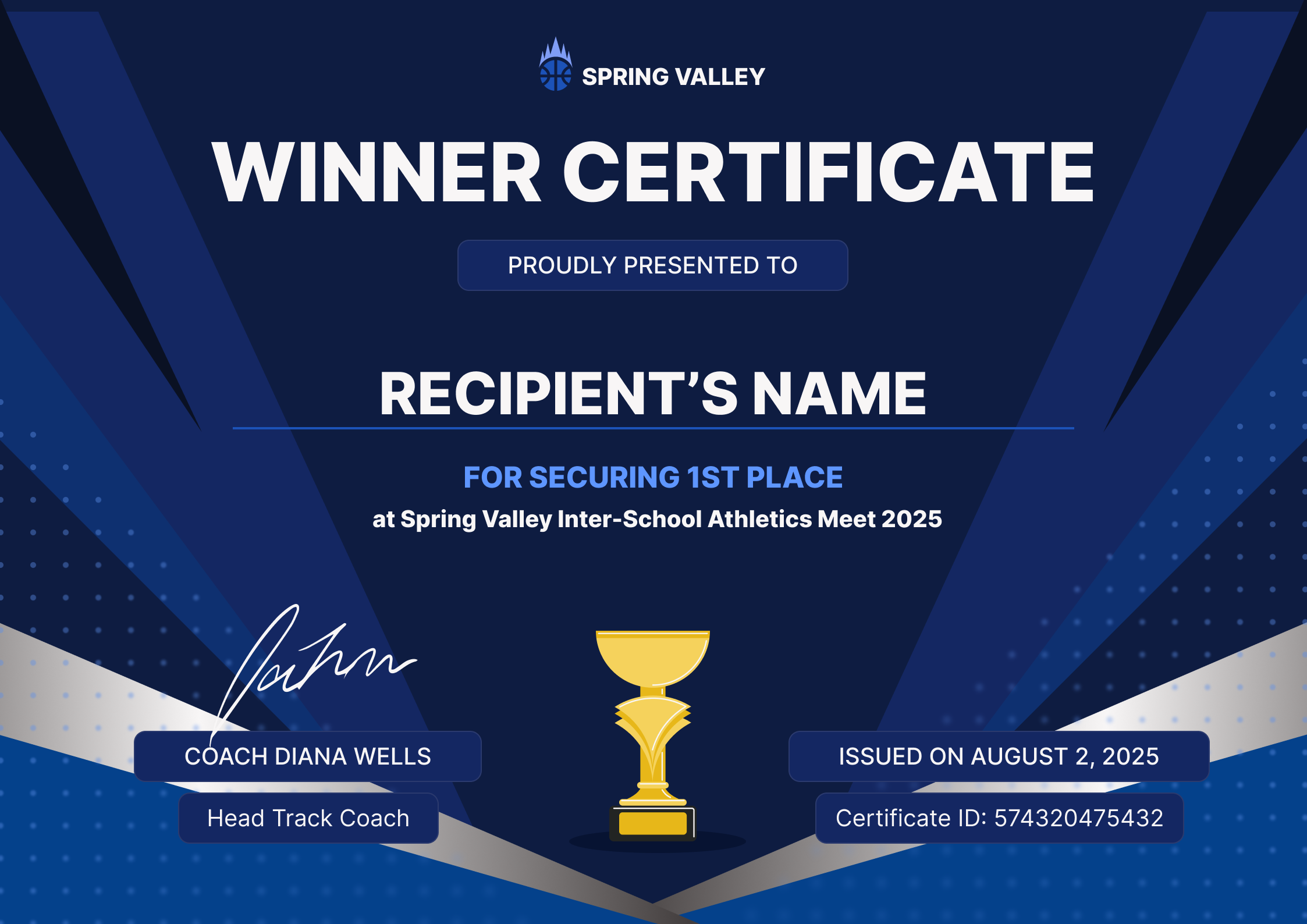 Professional and dynamic winner certificate template