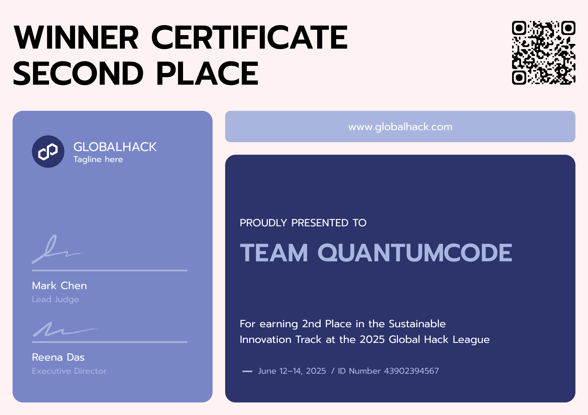 Modern and geometric winner certificate template