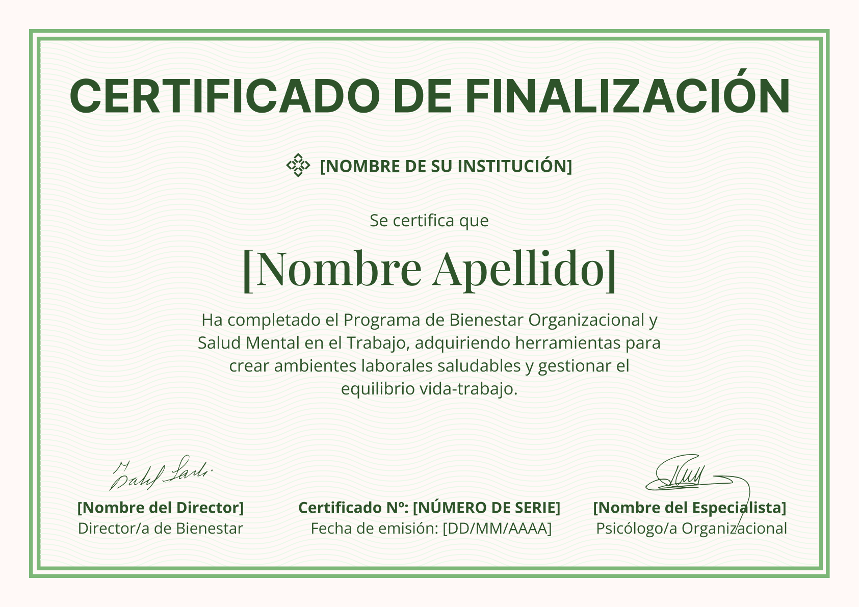 Plantilla certificado de finalización simple y editable