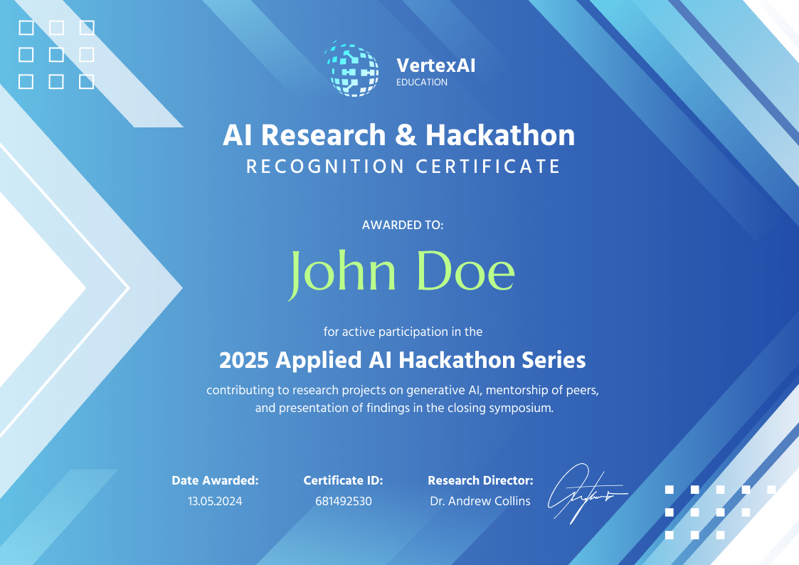 Simple and structured AI certificate template
