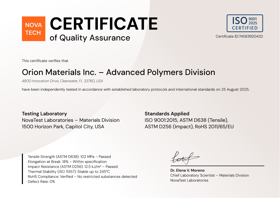 Modern and bright certificate of quality template