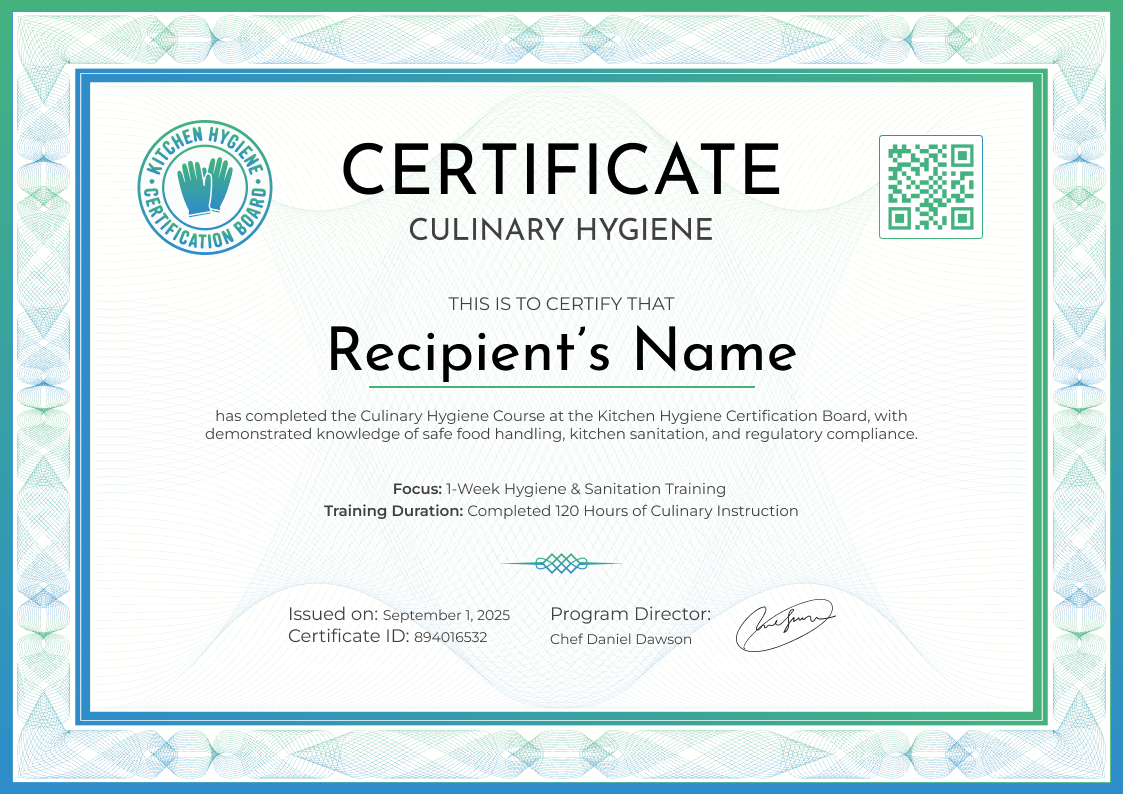 Professional and confident culinary certificate template