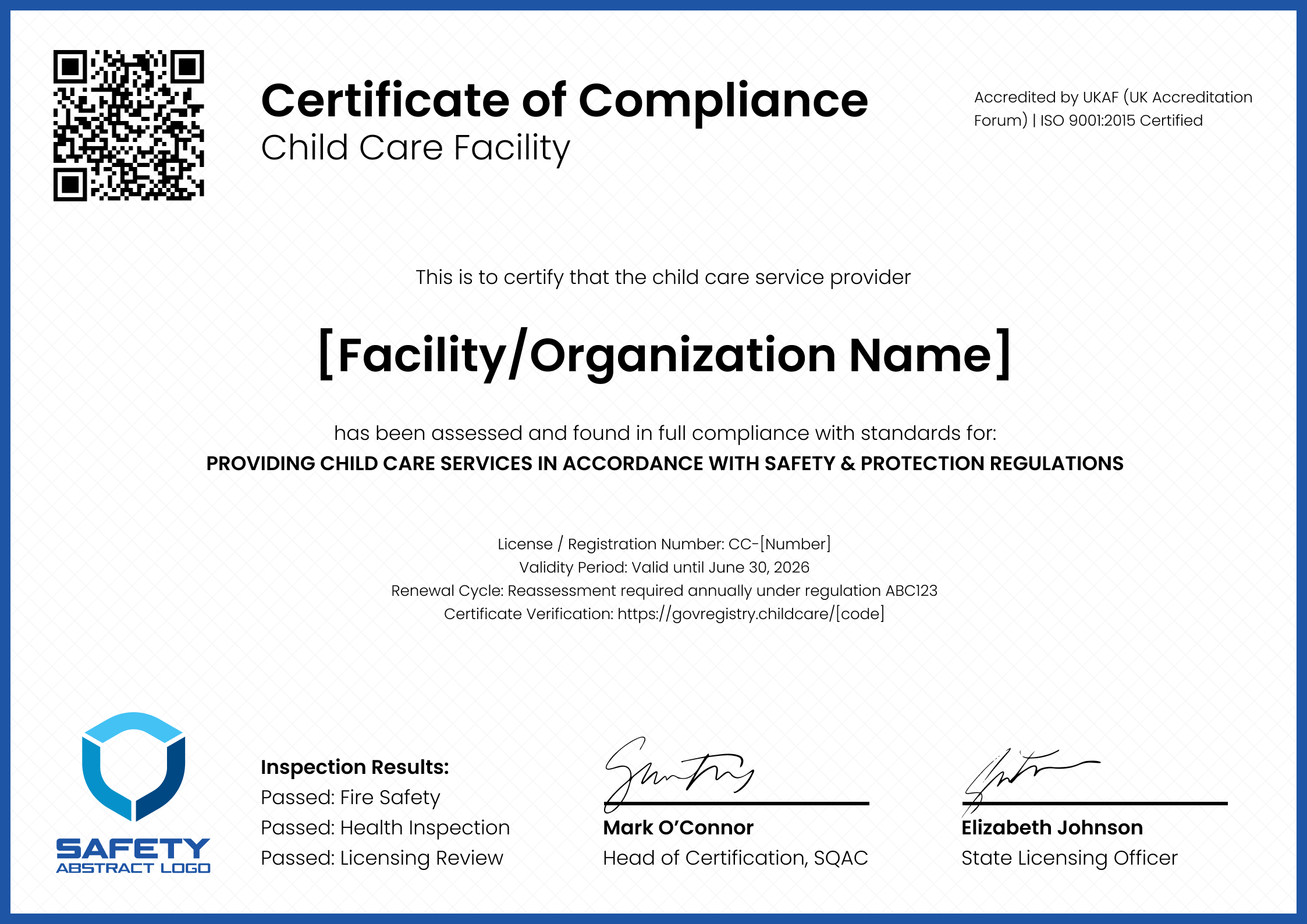 Professional and balanced child care certificate template