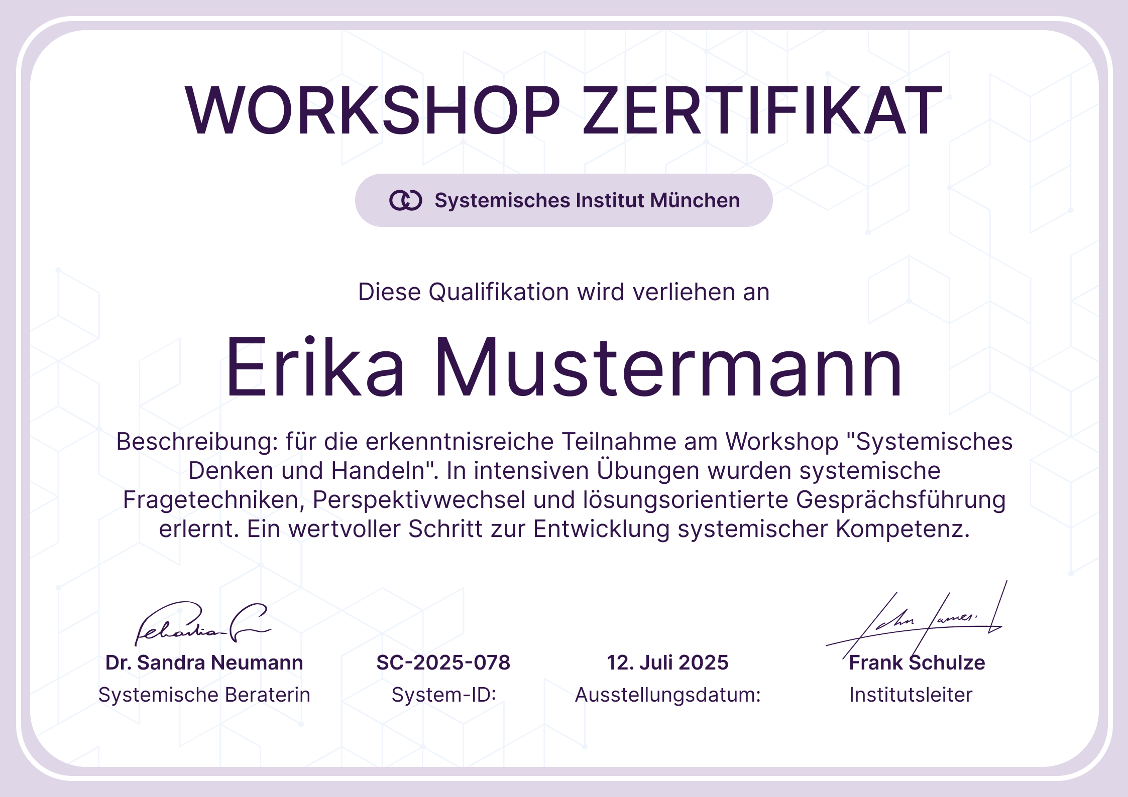 Frische professionelle Zertifikat Workshop Vorlage