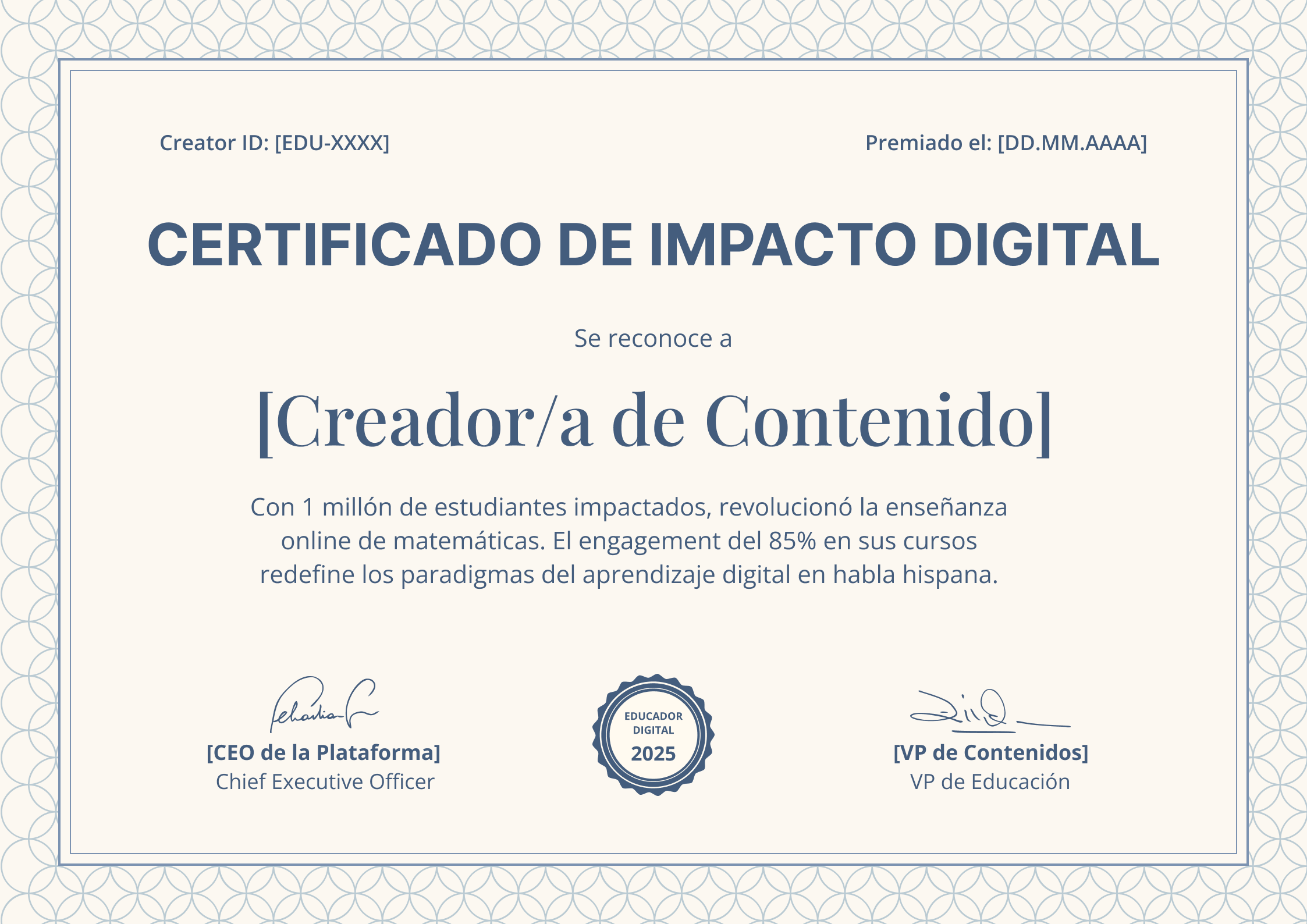 Modelo de certificado de logro formal y elegante