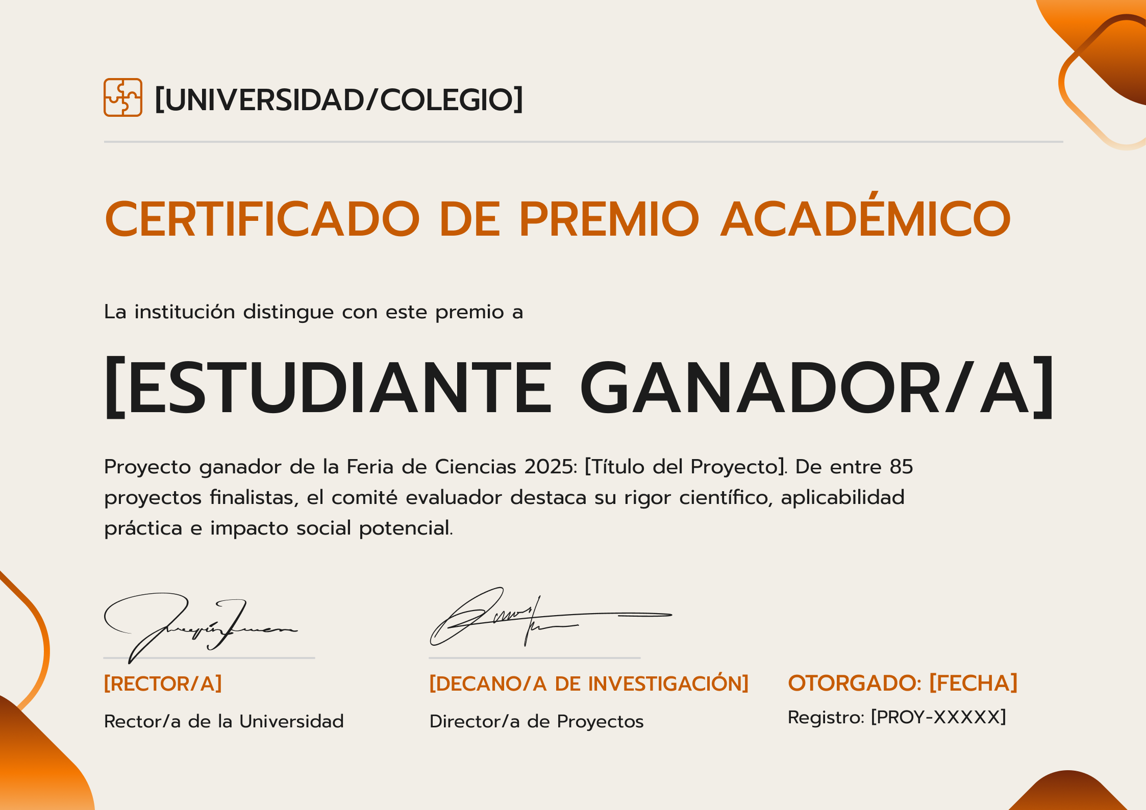 Modelo de certificado de premio moderno y único