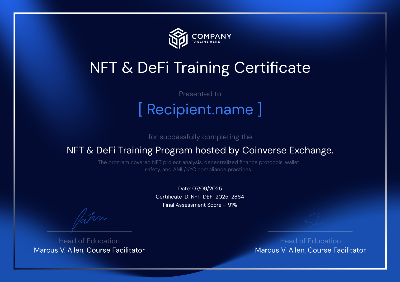 Simple and sleek crypto trading certificate template