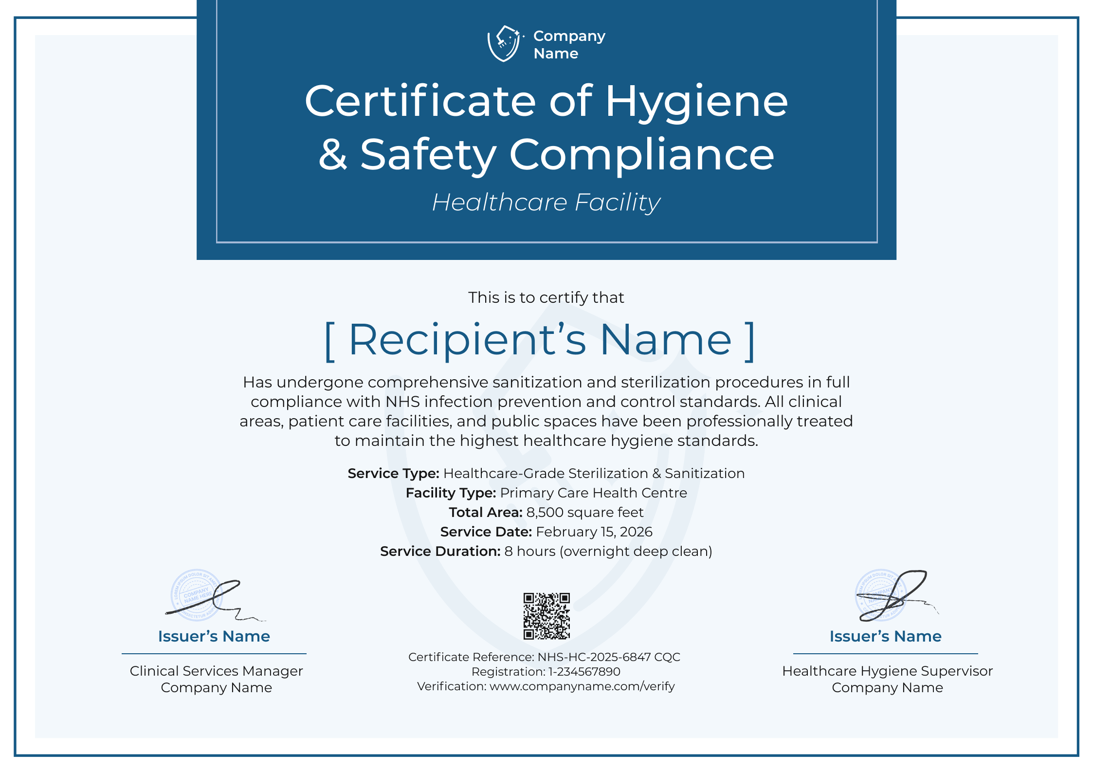 Simple and polished certificate of sanitization template