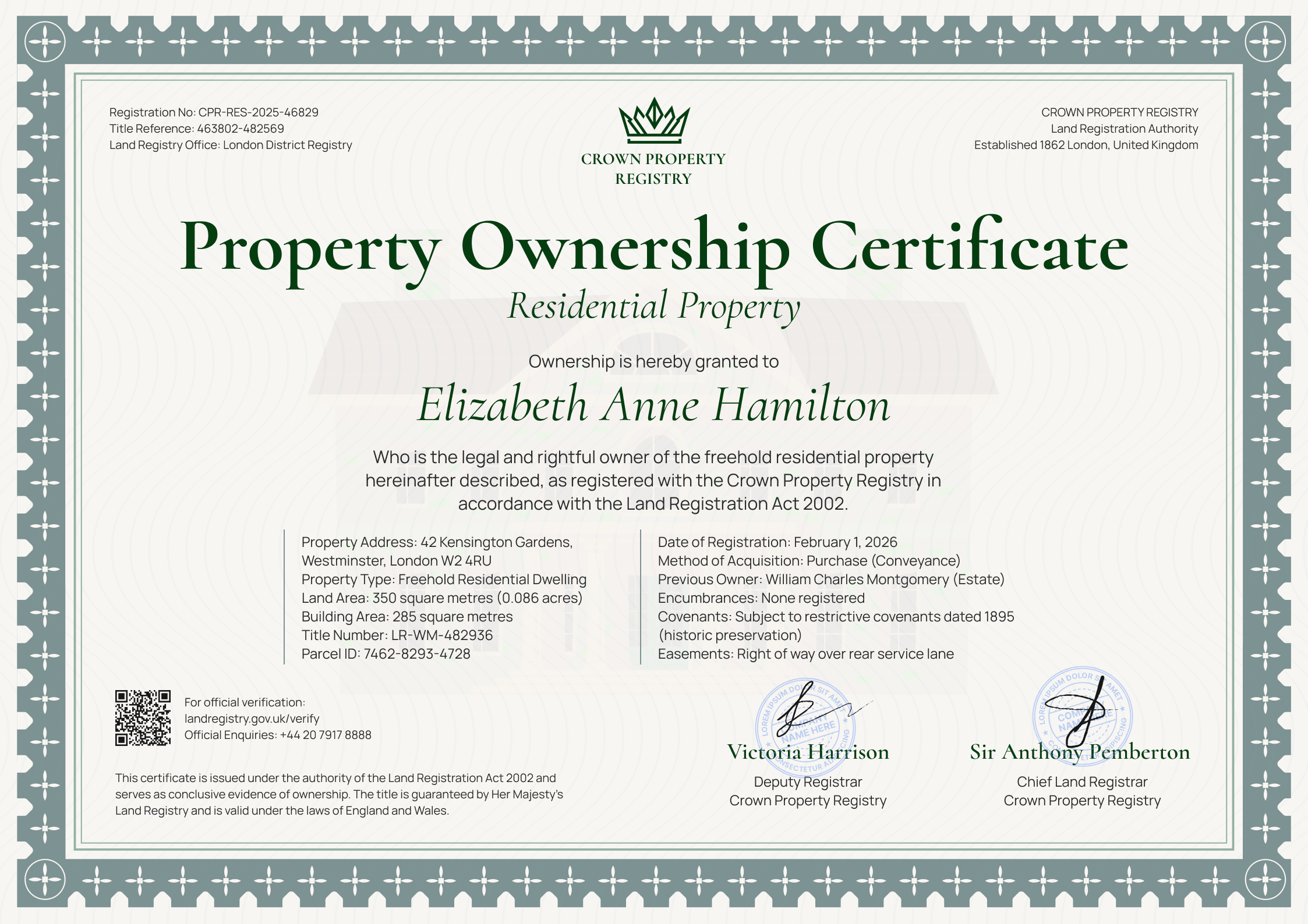 Professional and refined certificate of ownership template