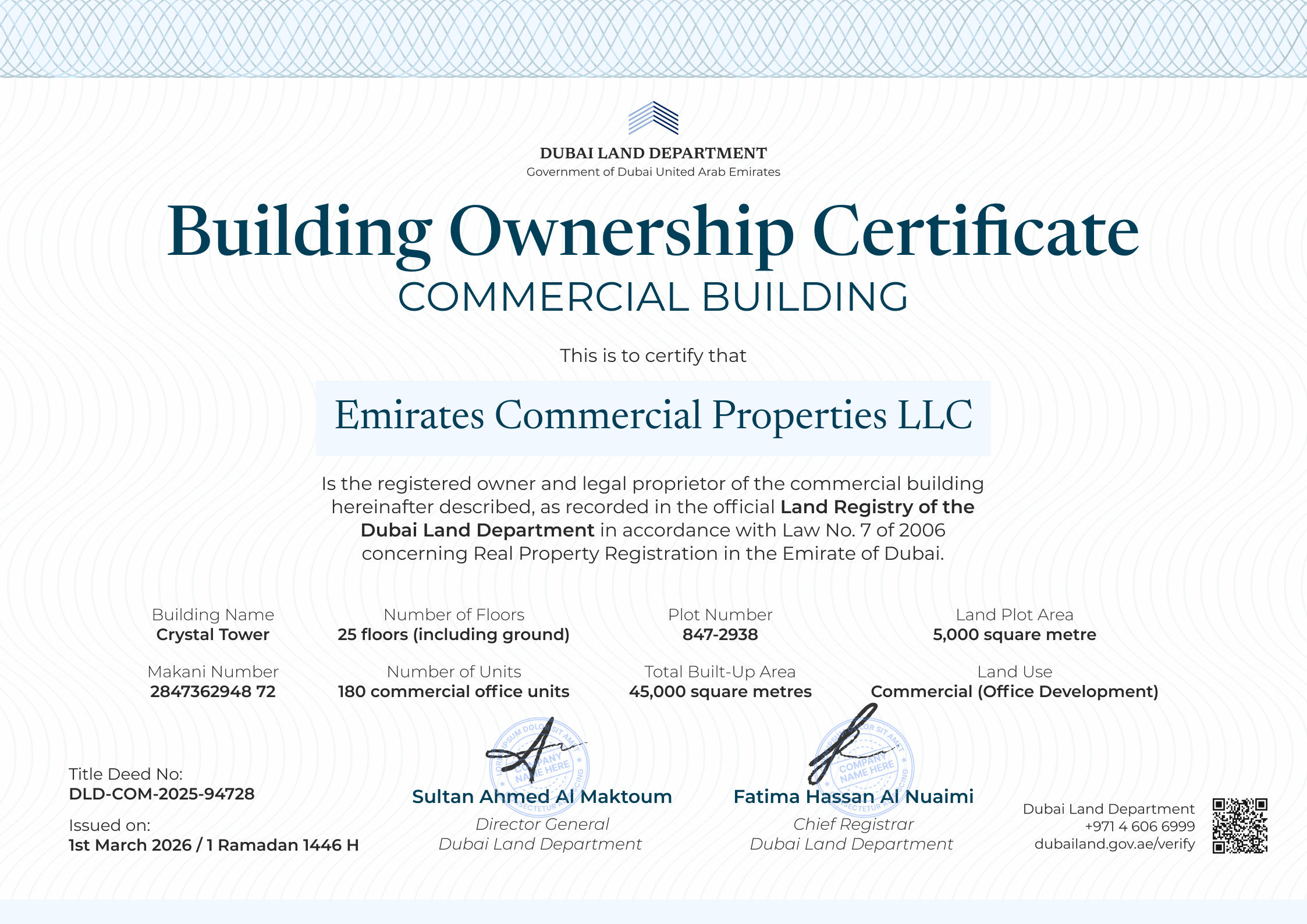 Professional and polished certificate of ownership template