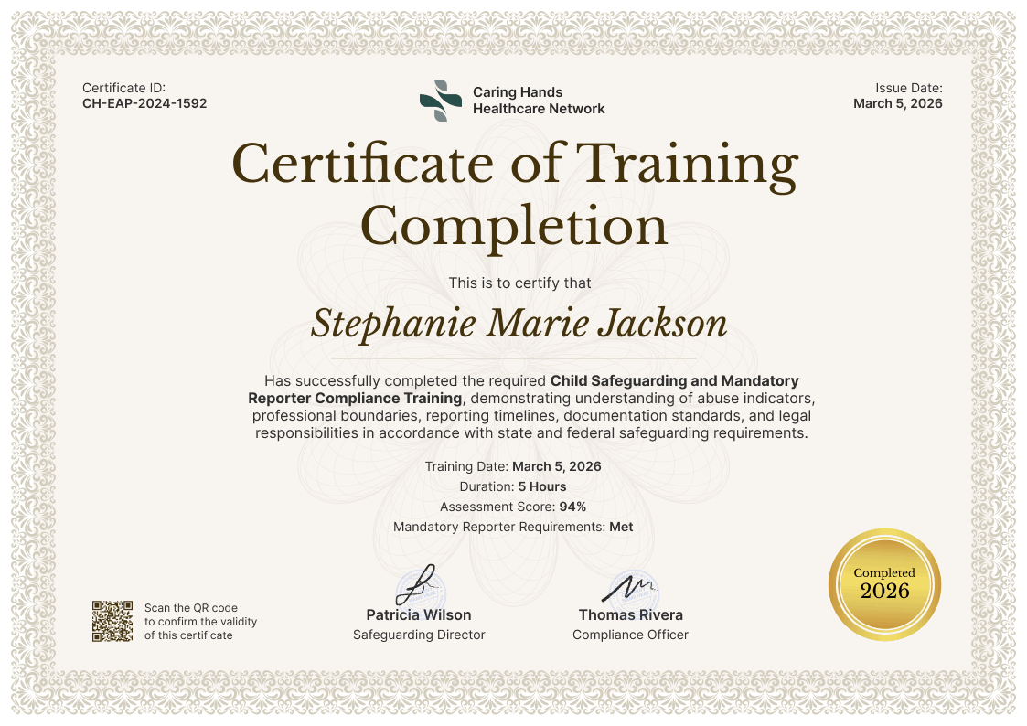 Secure and brown certificate of training completion template